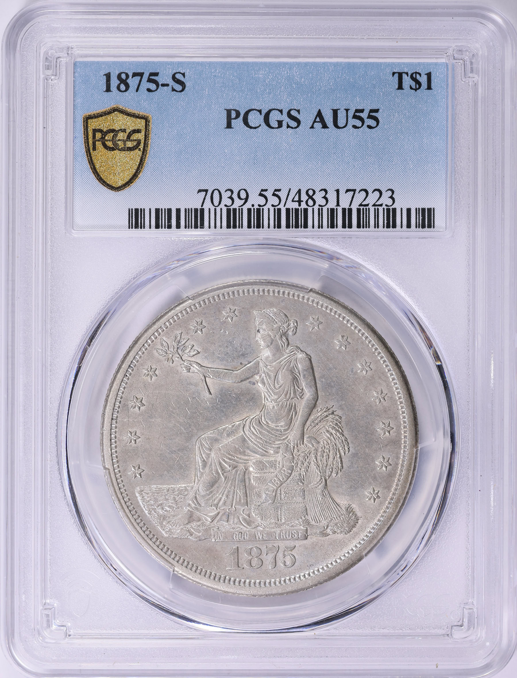 1875-S Trade Silver Dollar PCGS AU-55 (Item 1912316) | GreatCollections ...