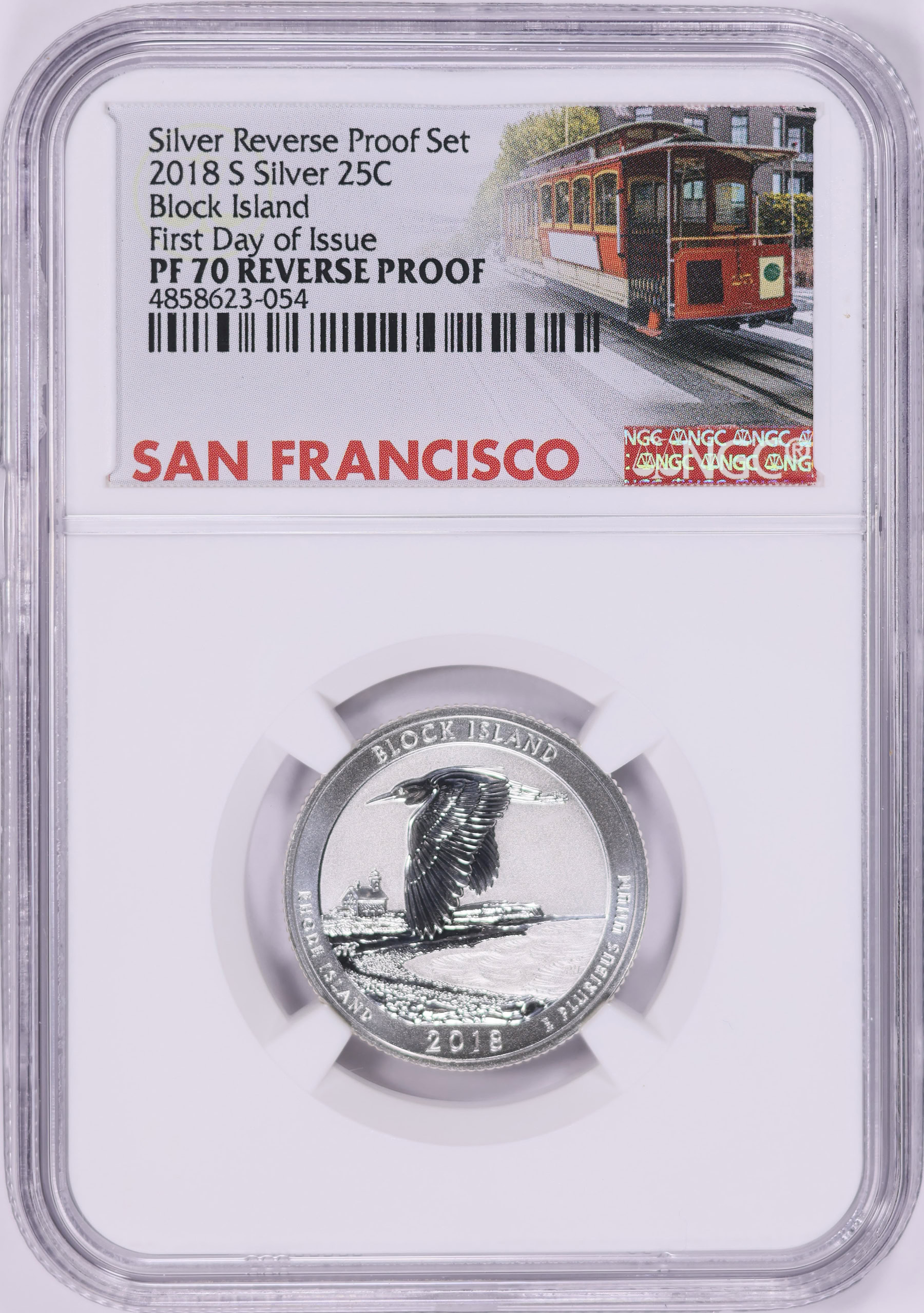 2018-S America the Beautiful Quarter Silver Block Island NP Reverse ...