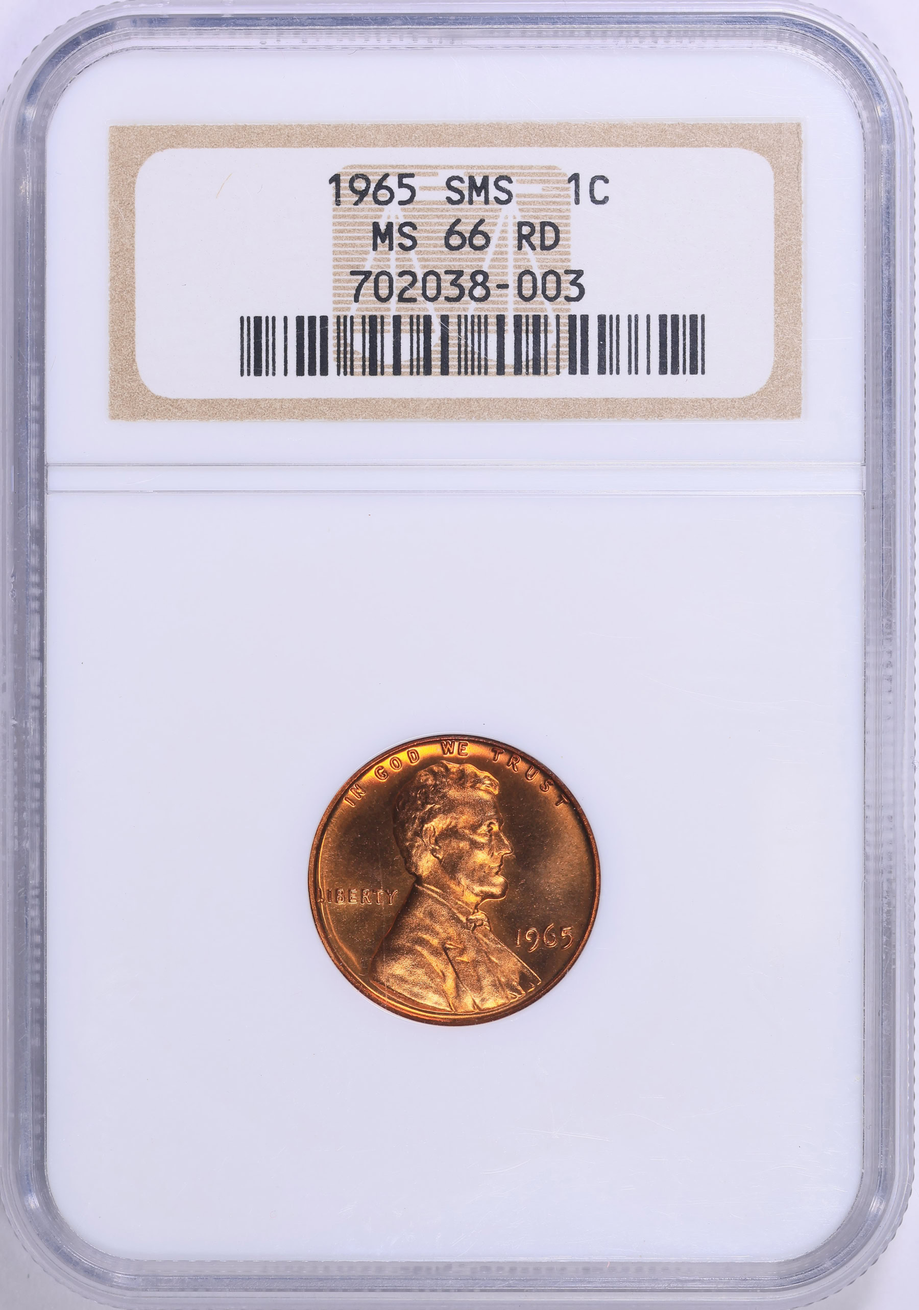 1965 Lincoln Cent SMS NGC MS-66 RD (Item 1912413) | GreatCollections ...