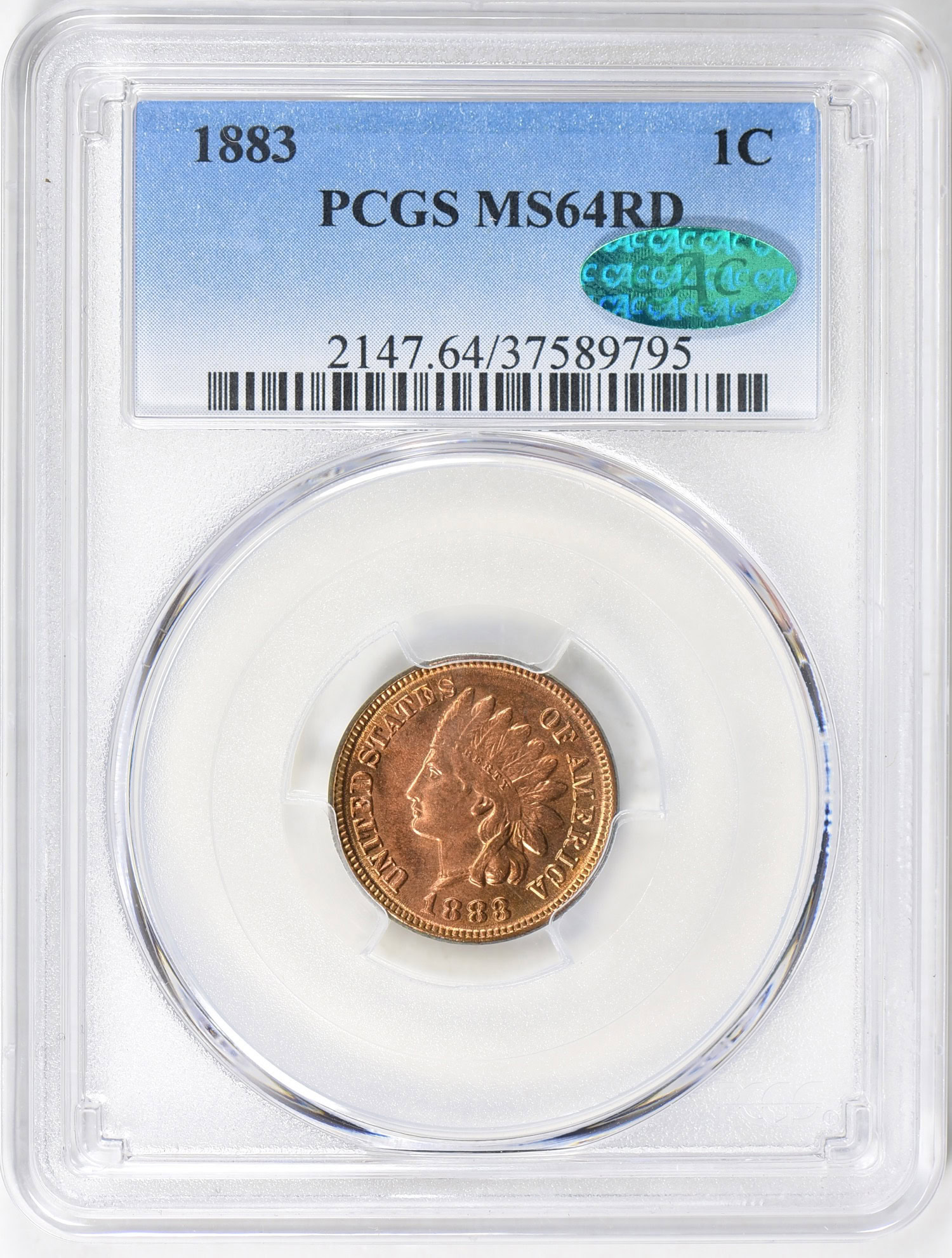 1883 Indian Cent PCGS MS-64 RD (CAC Green) (Item 1912462 ...