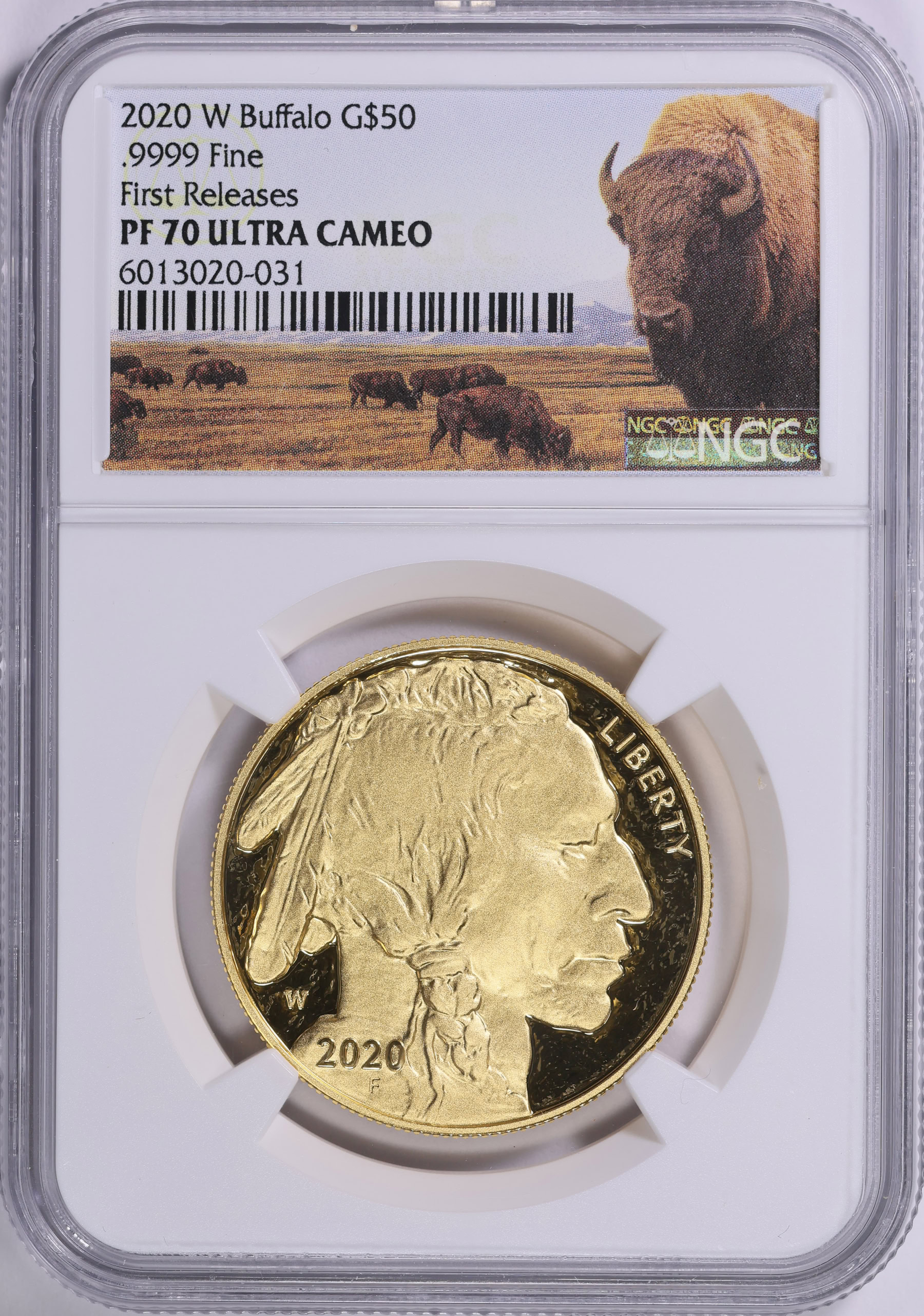 2020-W $50 One-Ounce Gold American Buffalo First Releases NGC Proof-70 UC (Item 1912492 ...