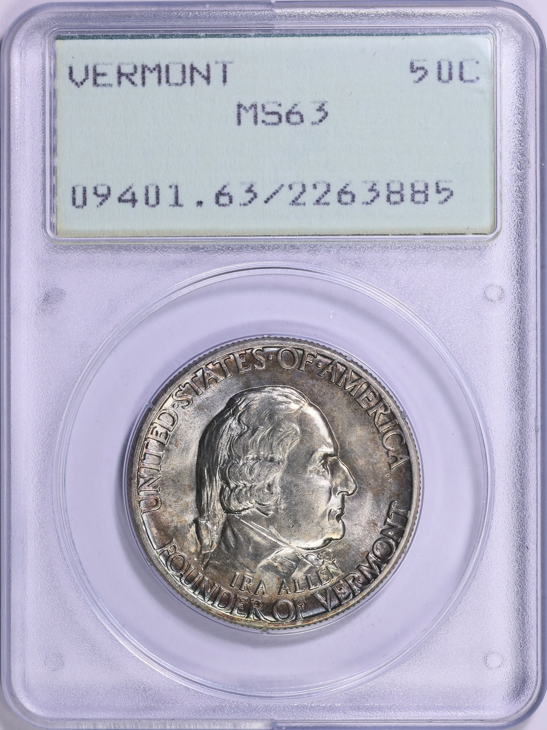 1927 Vermont Sesquicentennial Half Dollar PCGS MS-63 OGH (1st Gen ...