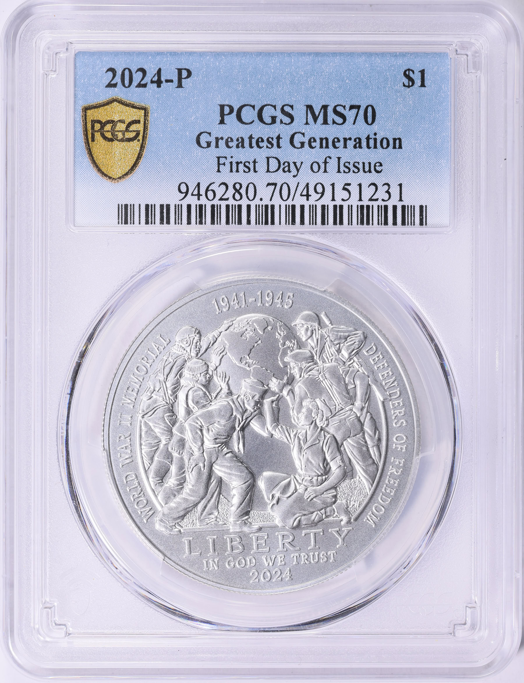 2024-P Greatest Generation Dollar First Day of Issue PCGS MS-70 | PCGS ...