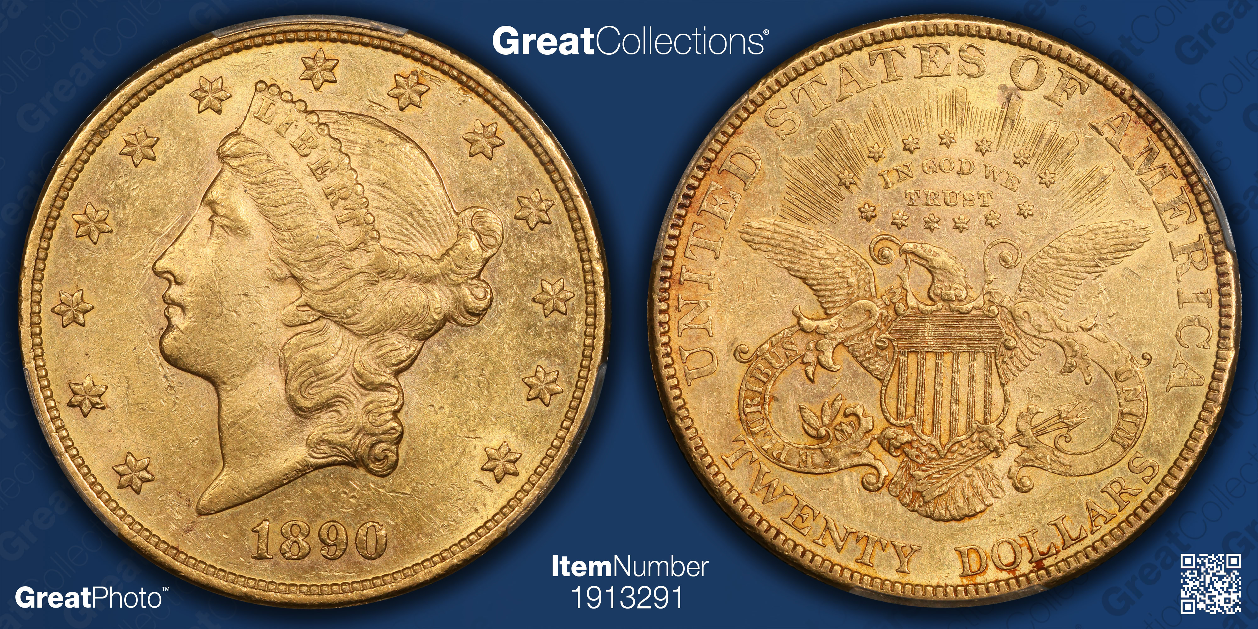 1890 Liberty Gold Double Eagle PCGS AU-53 (CAC Green) (Item 1913291 ...