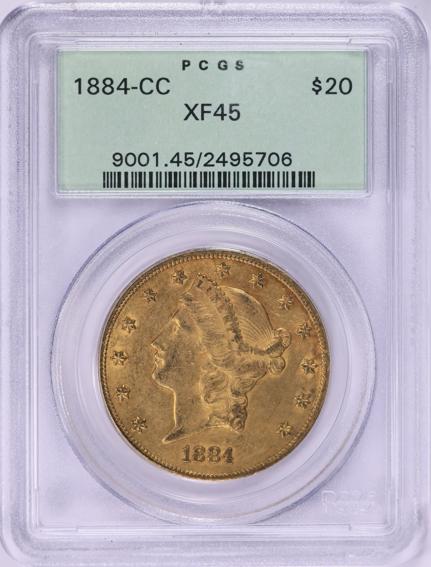 1884-CC Liberty Gold Double Eagle PCGS XF-45 OGH (Item 1913293) | GreatCollections Coin Auctions