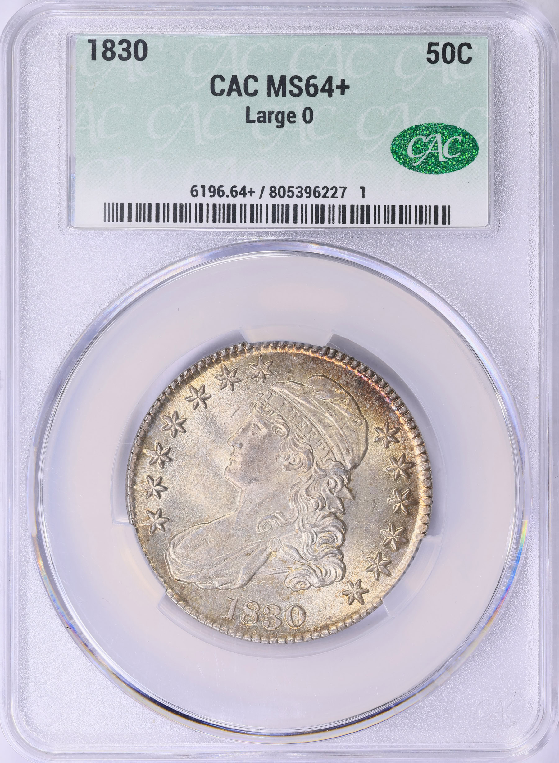 1830 Capped Bust Half Dollar Large 0 CACG MS-64+ (Toned) (Item 1913434 ...