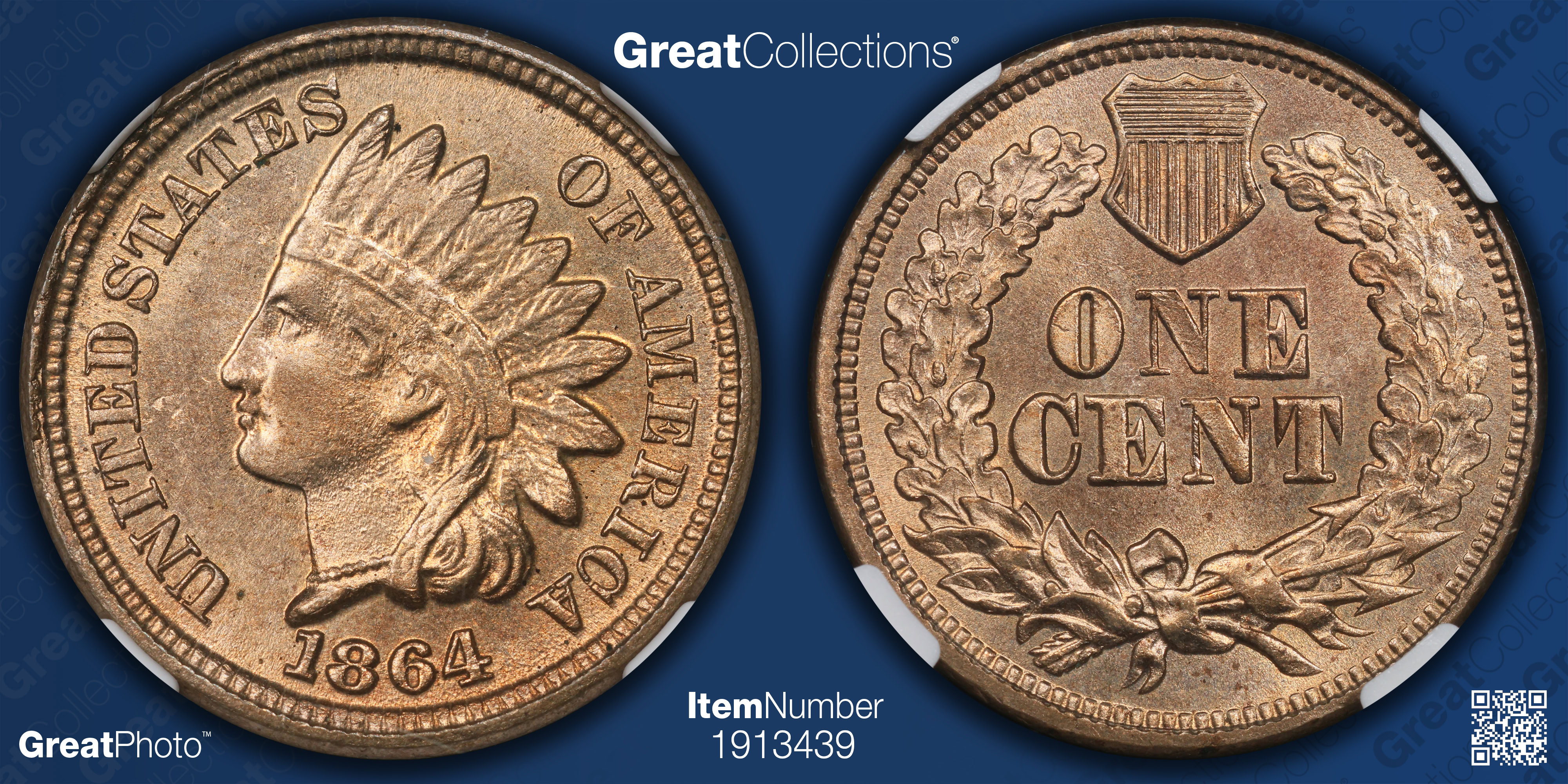 1864 Indian Cent Copper-Nickel NGC MS-65 (Item 1913439 ...