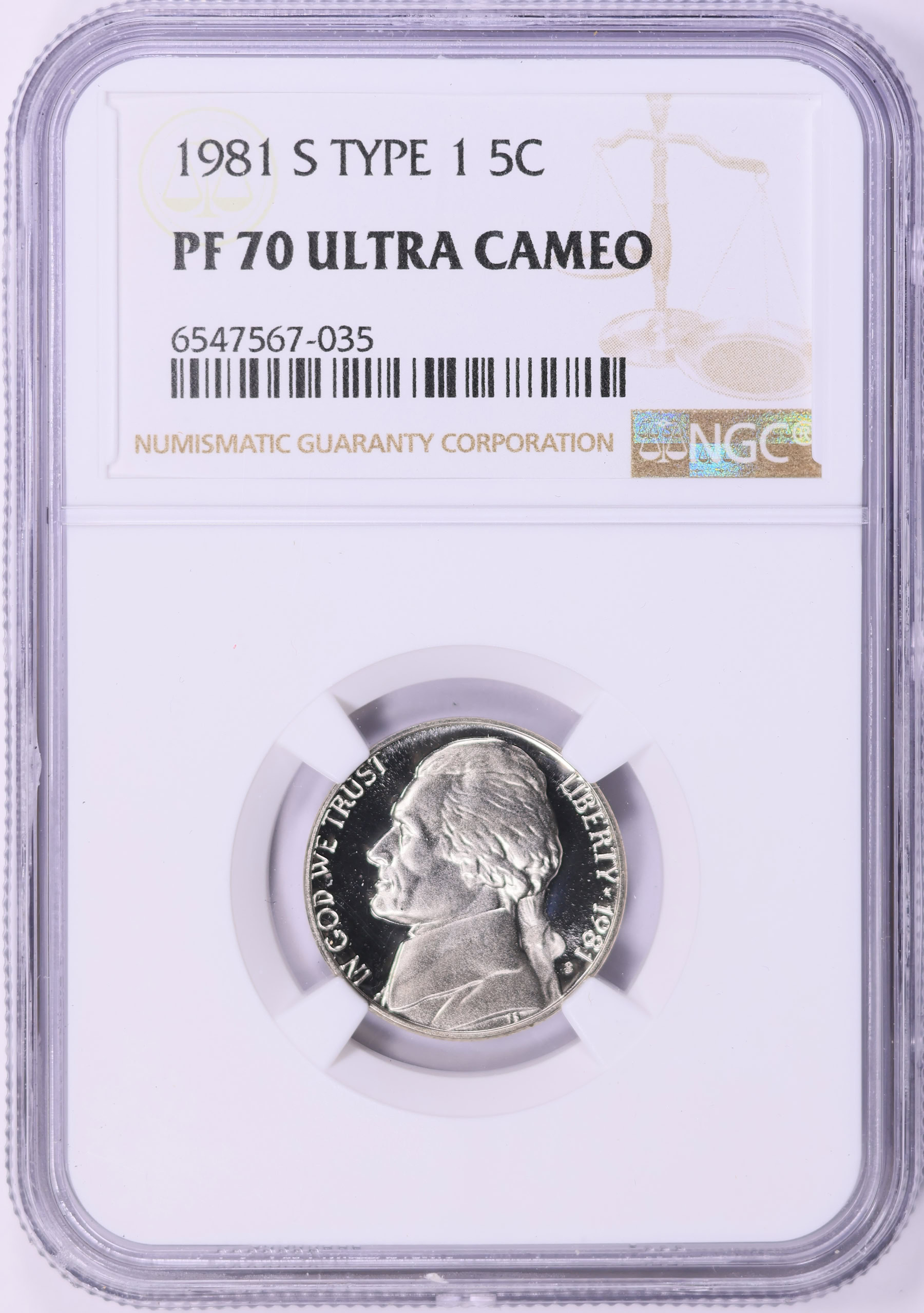 1981-S Jefferson Nickel Type 1 NGC Proof-70 UC (Item 1913626 ...
