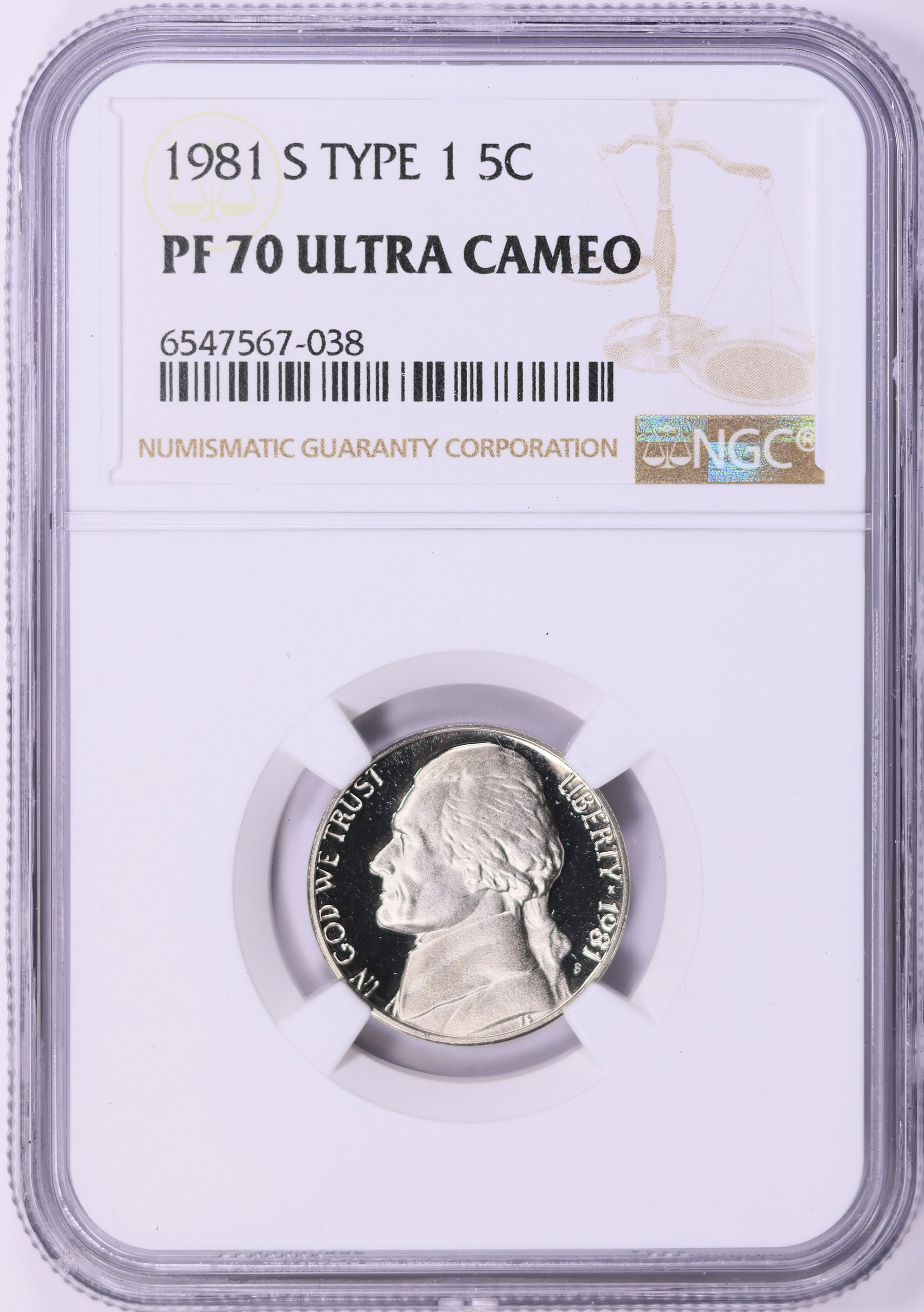 1981-S Jefferson Nickel Type 1 NGC Proof-70 UC (Item 1913629 ...