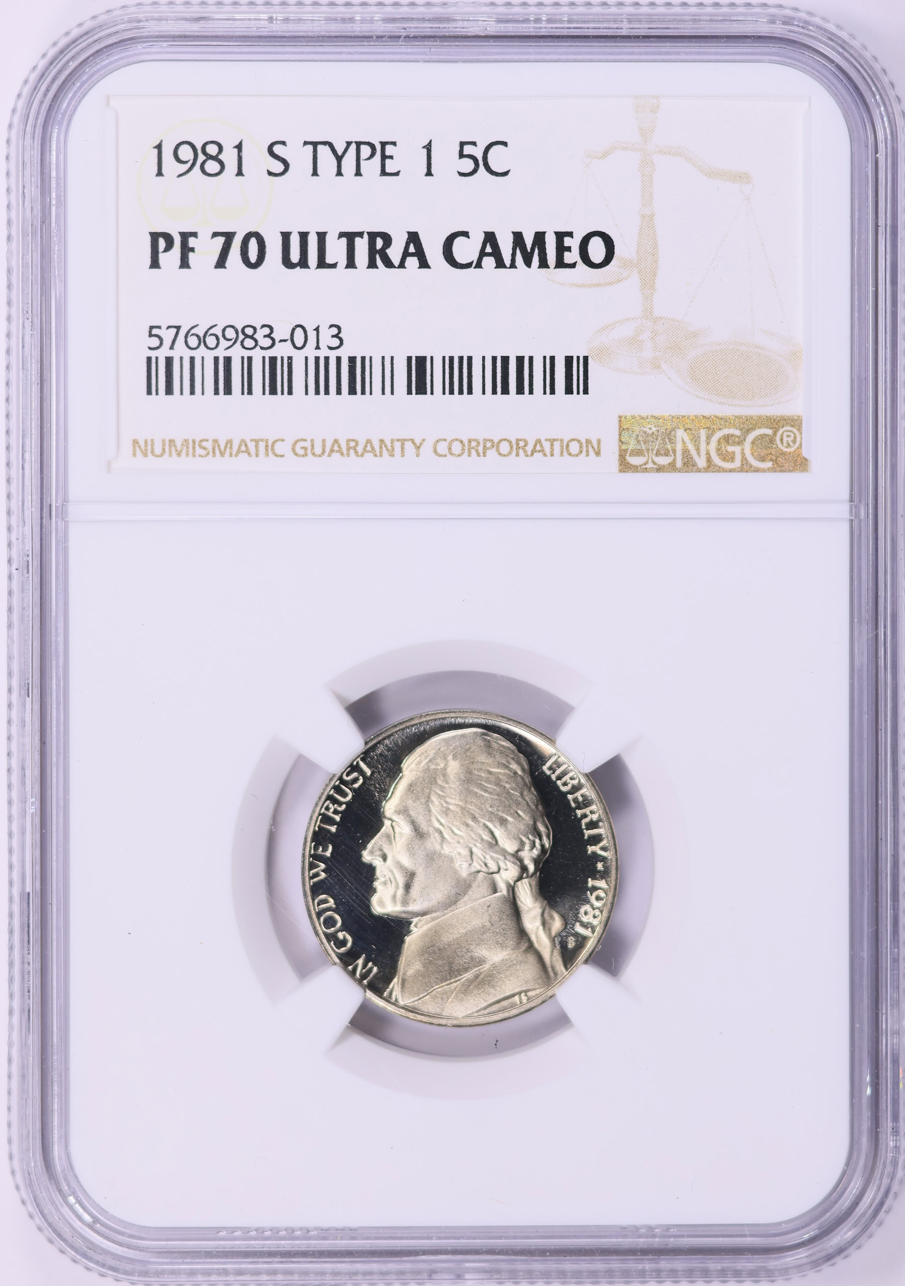 1981-S Jefferson Nickel Type 1 NGC Proof-70 UC (Item 1913634 ...