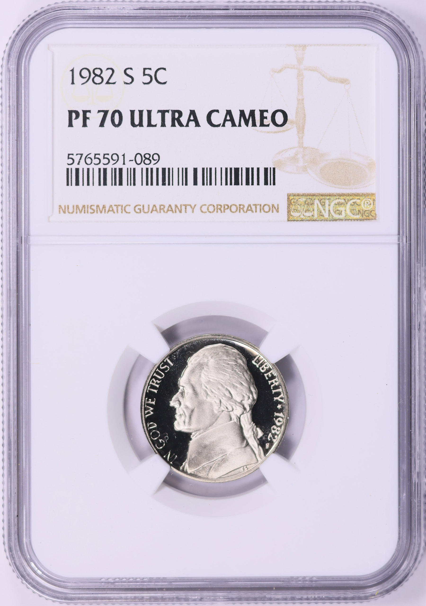1982-S Jefferson Nickel NGC Proof-70 UC (Item 1913641 ...