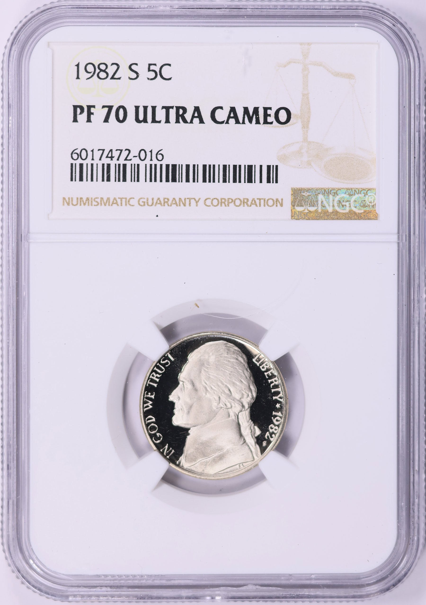 1982-S Jefferson Nickel NGC Proof-70 UC (Item 1913649 ...