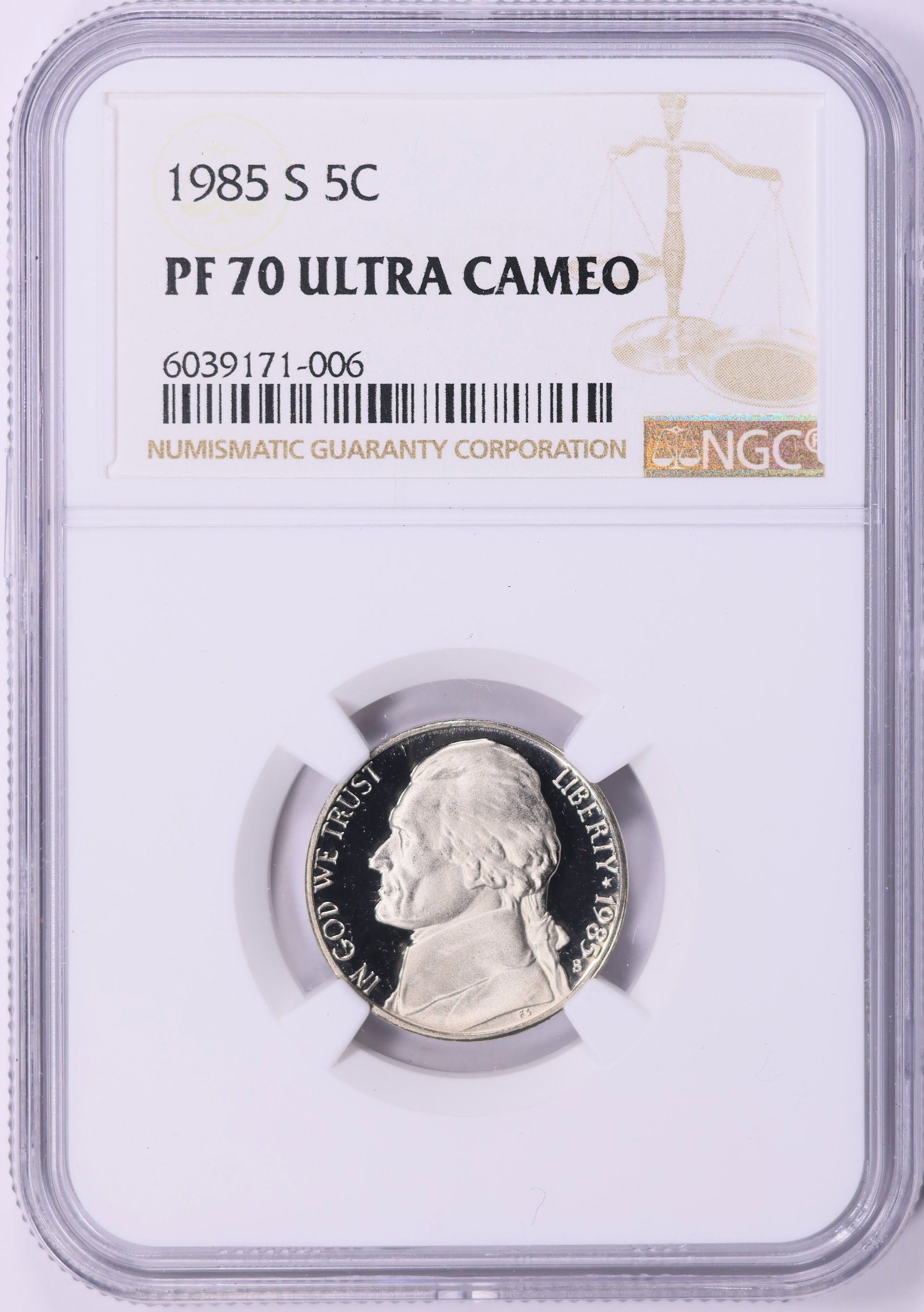 1985-S Jefferson Nickel NGC Proof-70 UC (Item 1913654 ...