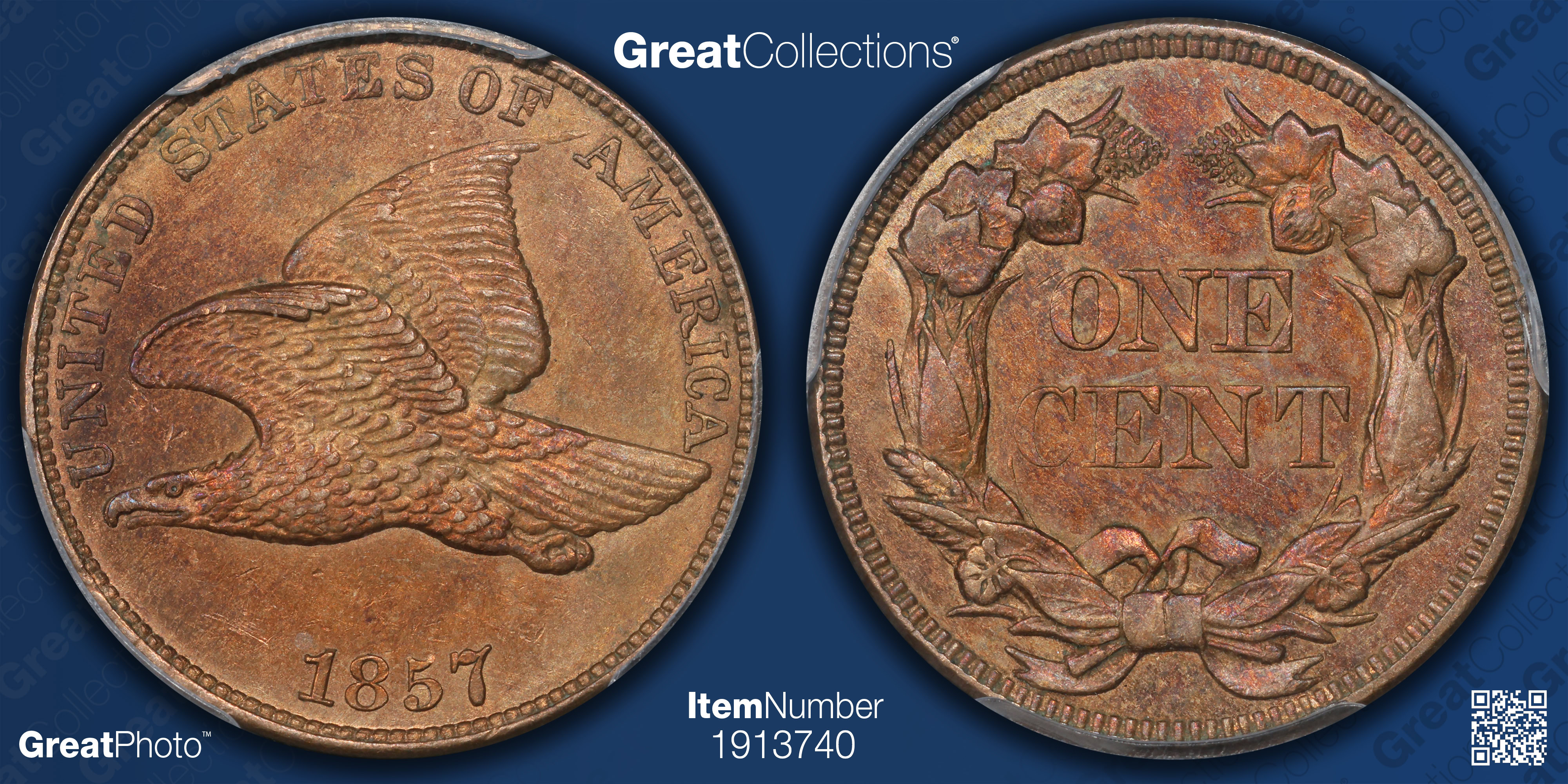 1857 Flying Eagle Cent Doubled Die Obverse FS-104 S-5 PCGS MS-62 (CAC ...
