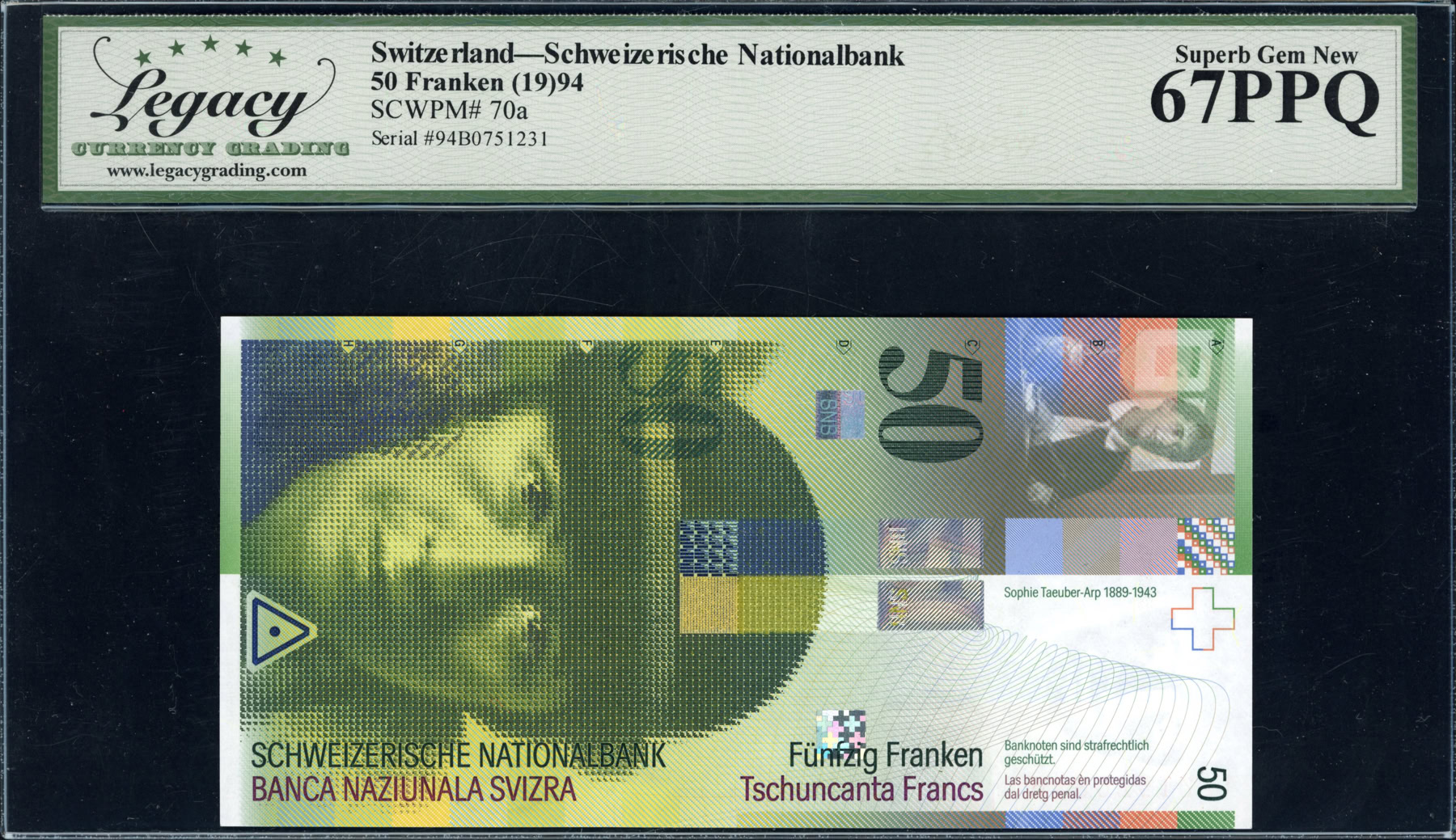 Switzerland (19)94 50 Franken Schweizerische Nationalbank Note SCWPM ...