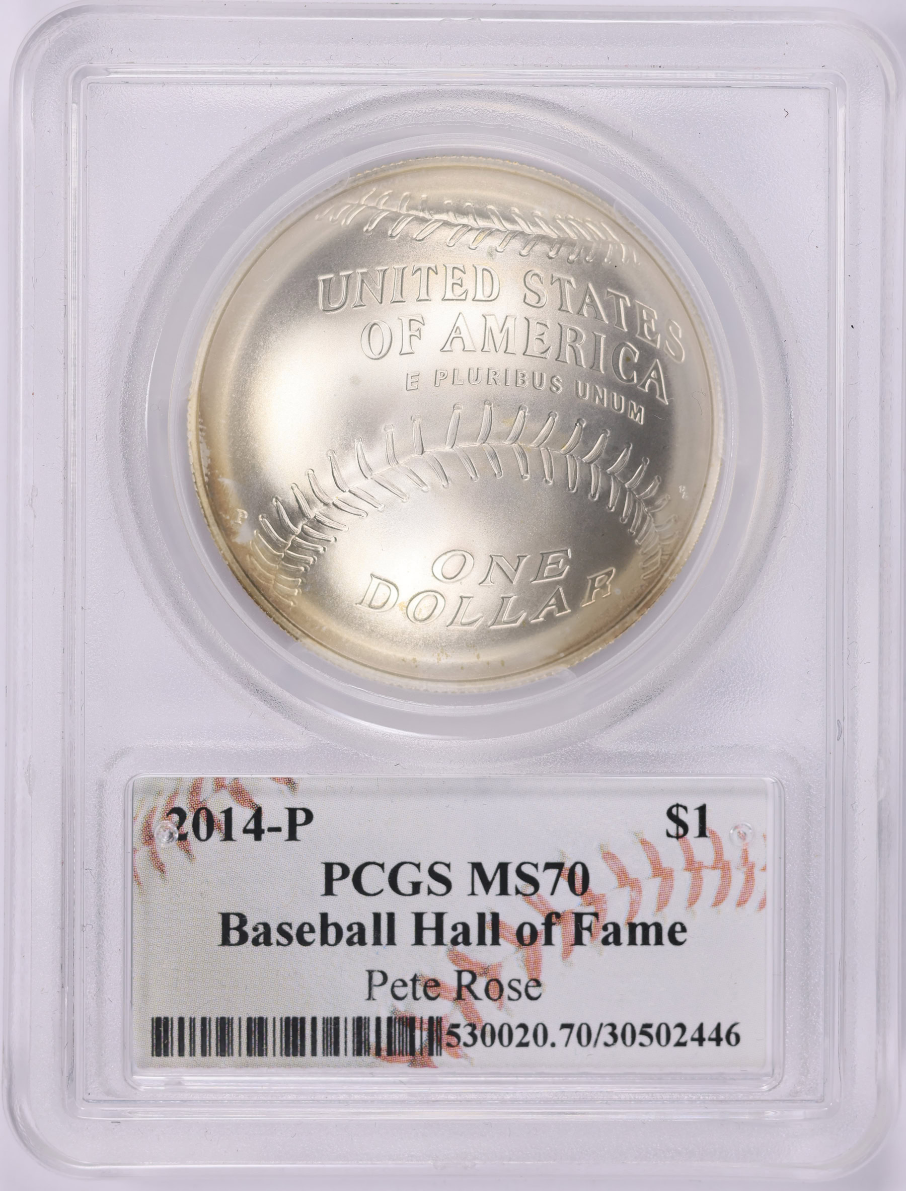 2014-P Baseball Hall of Fame Silver Dollar PCGS MS-70 (Pete Rose Signed ...