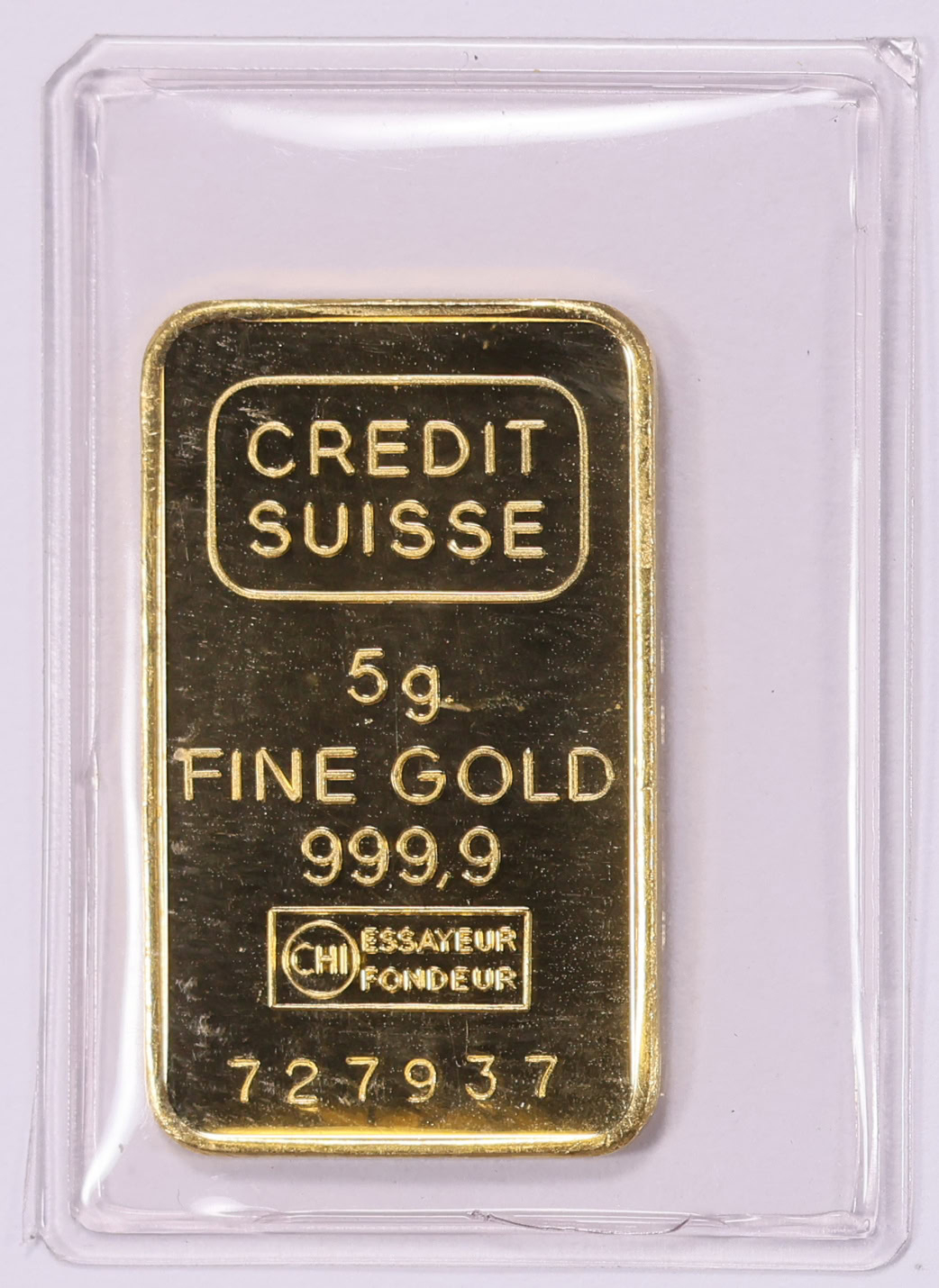 Switzerland ND Gold 5gms Credit Suisse Ingot/Bar Uncertified (AGW = 0. ...