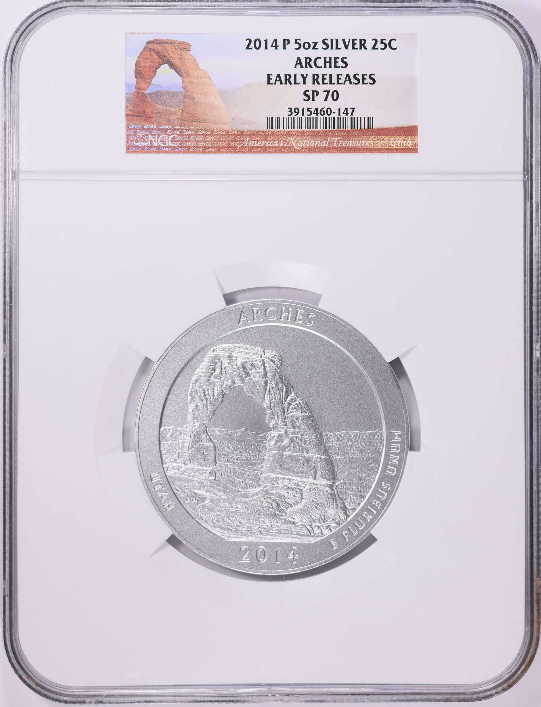 2014-P America the Beautiful 5 oz. Silver Quarter Arches NP Early ...