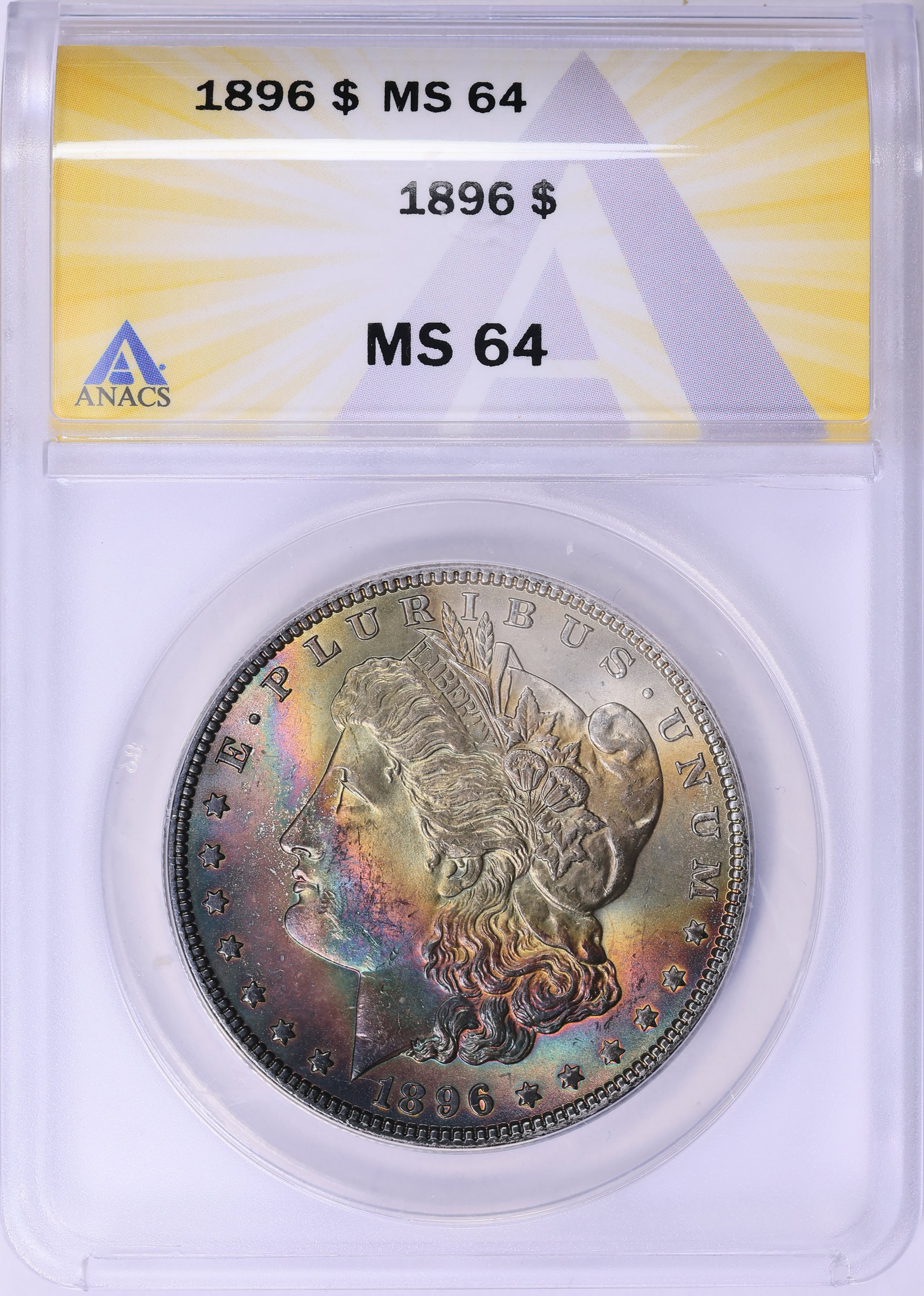 1896 Morgan Silver Dollar ANACS MS-64 (Toned) (Item 1915262) | GreatCollections Coin Auctions