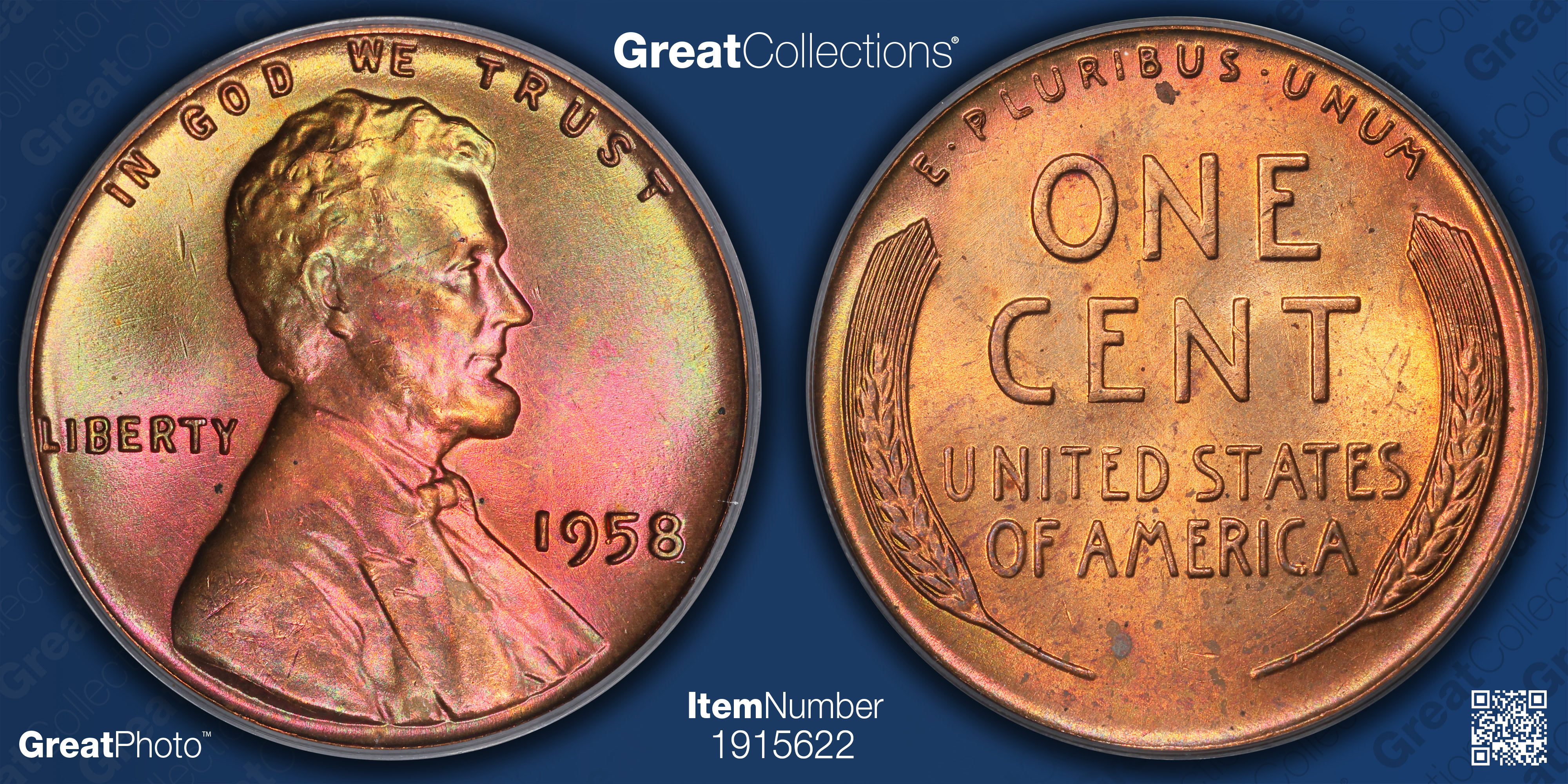 1958 Lincoln Cent PCGS MS-65 RB (Toned) (Item 1915622 ...