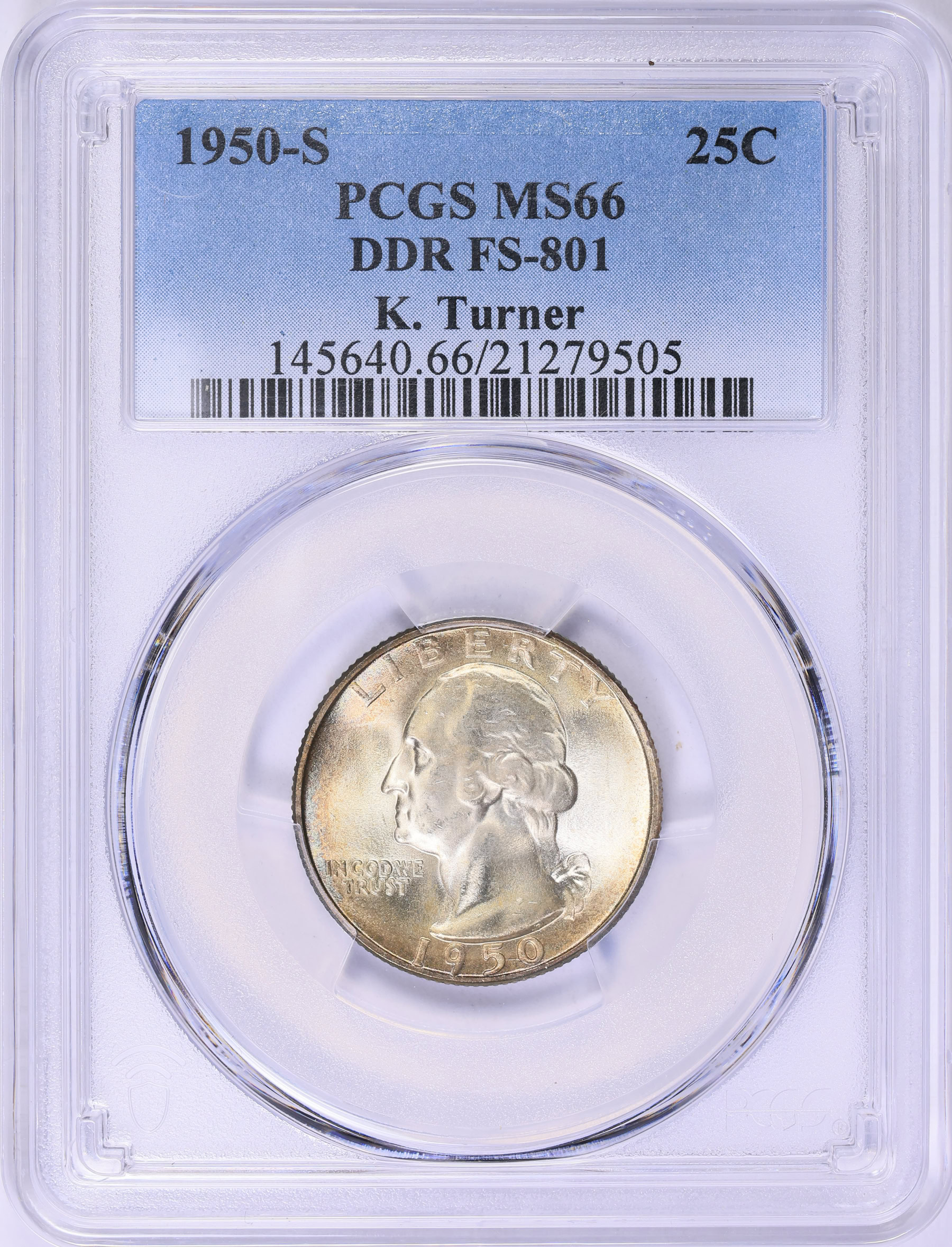1950-S Washington Quarter Doubled Die Reverse FS-801 PCGS MS-66 (Toned ...