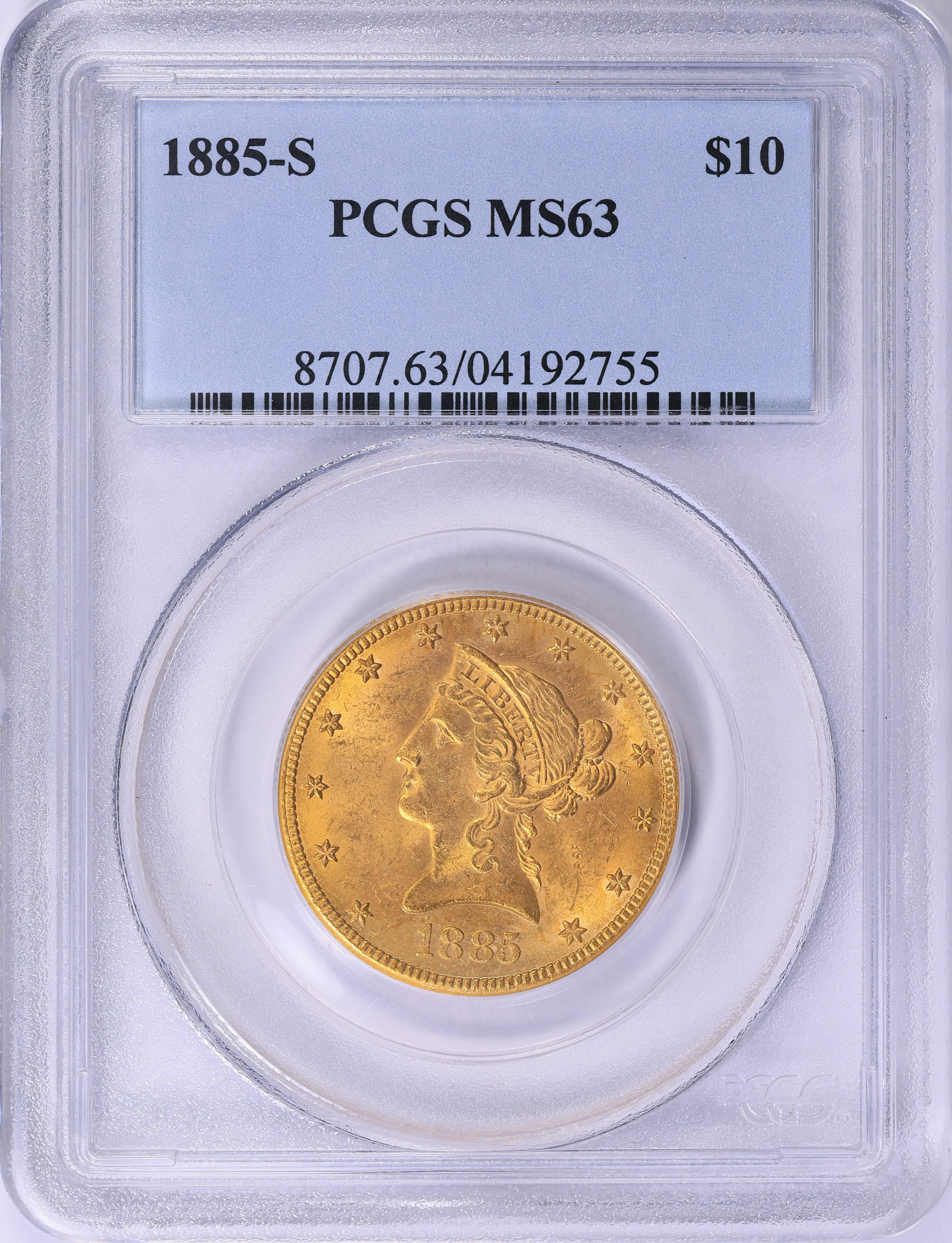 1885-S Liberty Gold Eagle PCGS MS-63 (Item 1916023) | GreatCollections ...