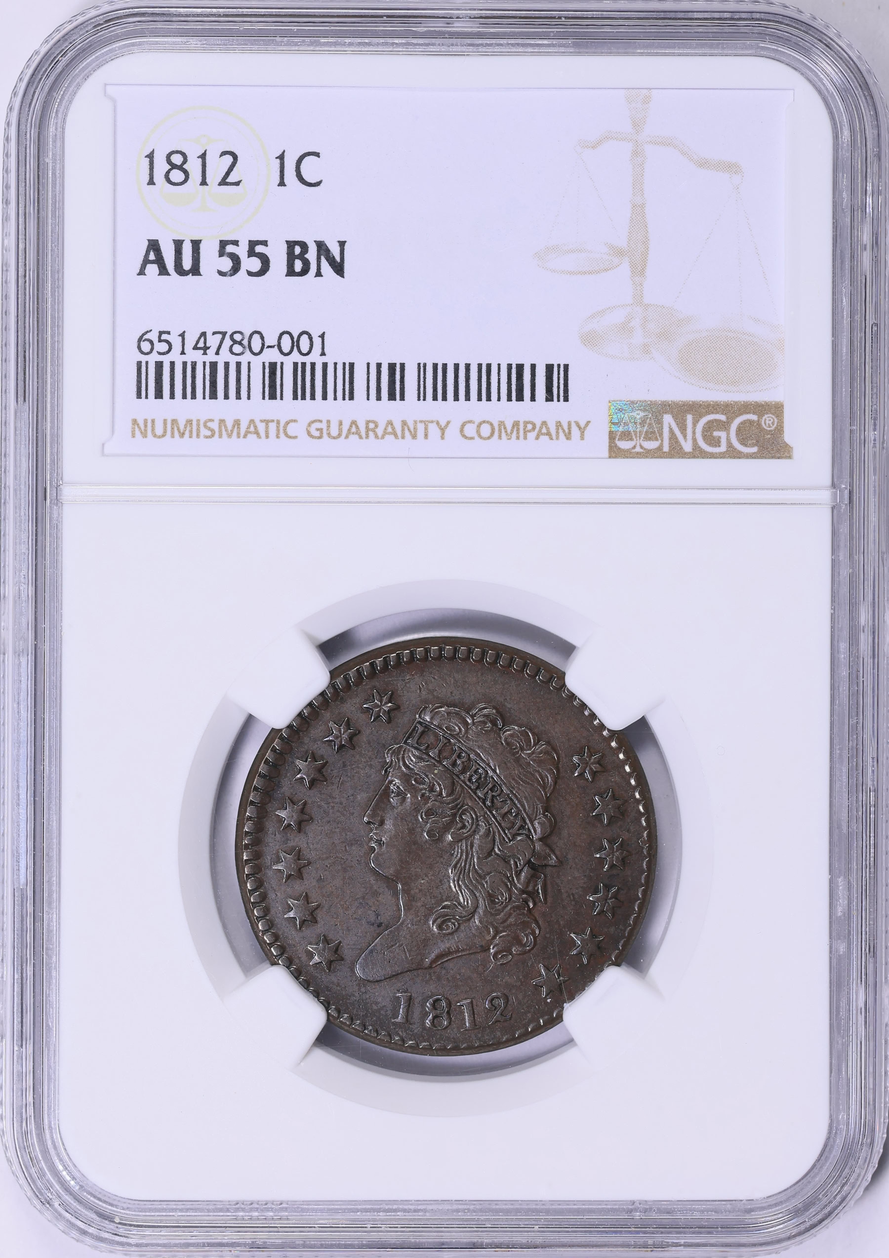 1812 Classic Cent Large Date NGC AU-55 BN (Item 1916460 ...