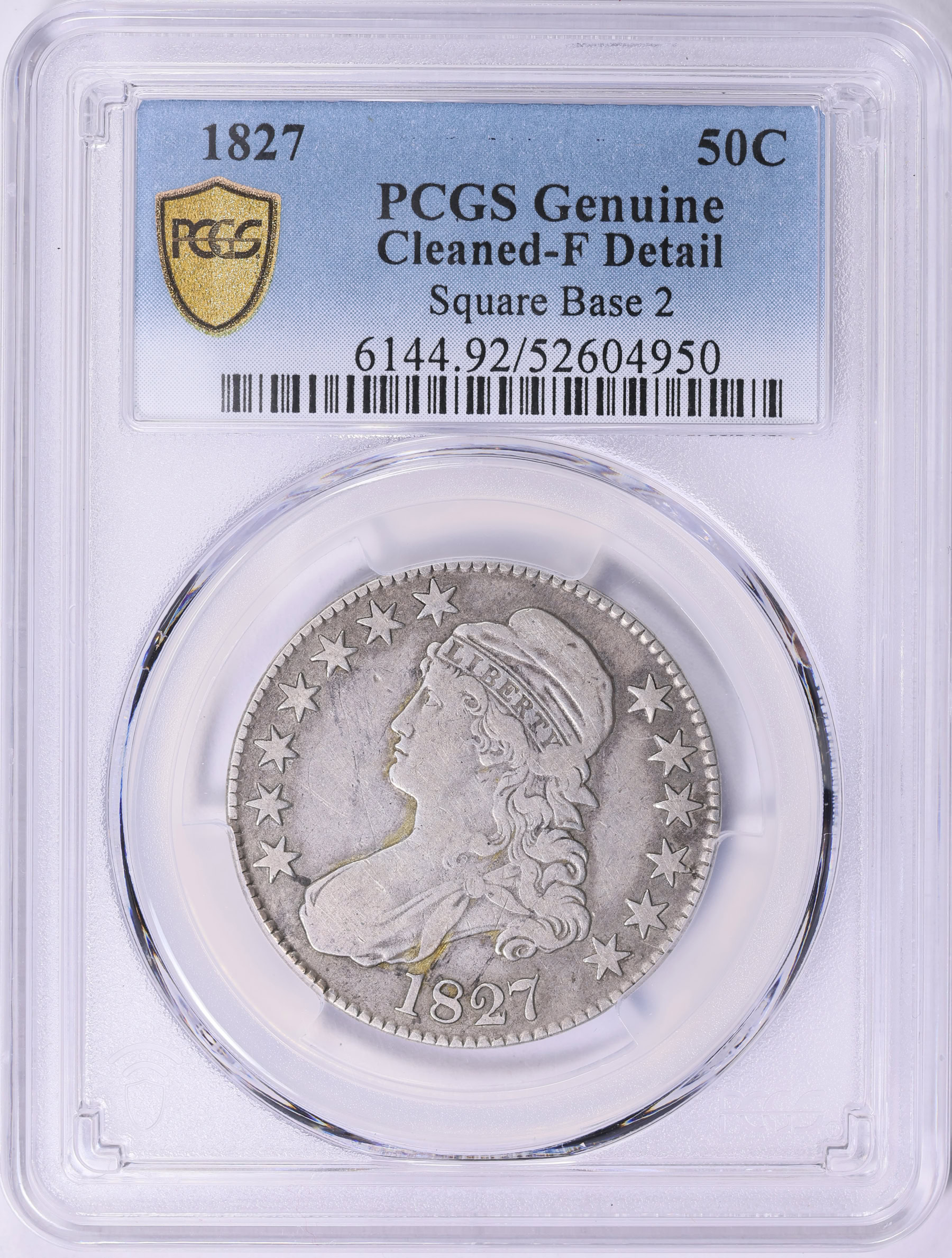 1827 Capped Bust Half Dollar Square Base 2 PCGS Genuine Fine Details ...