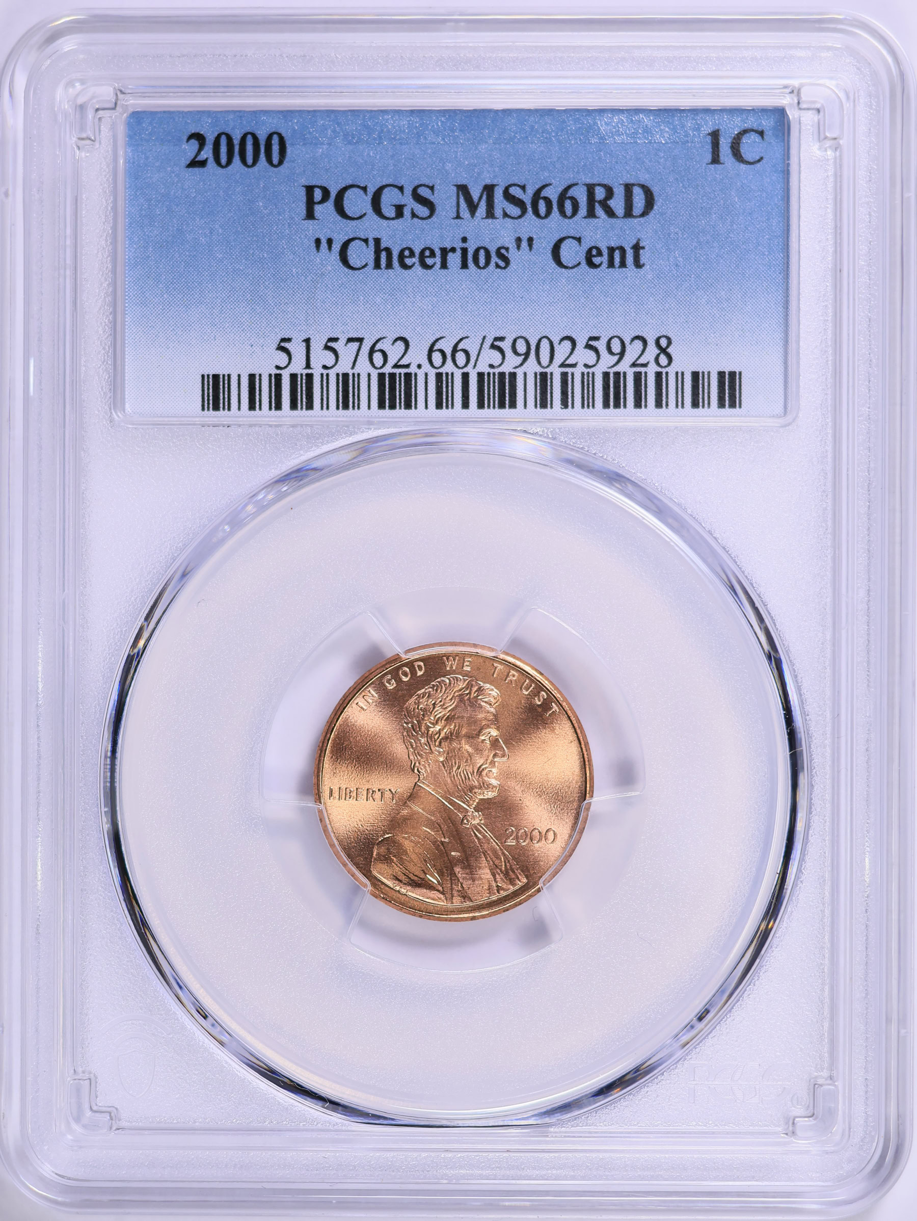 2000 Lincoln Cent From Cheerios Promotion PCGS MS-66 RD (Item 1916871 ...