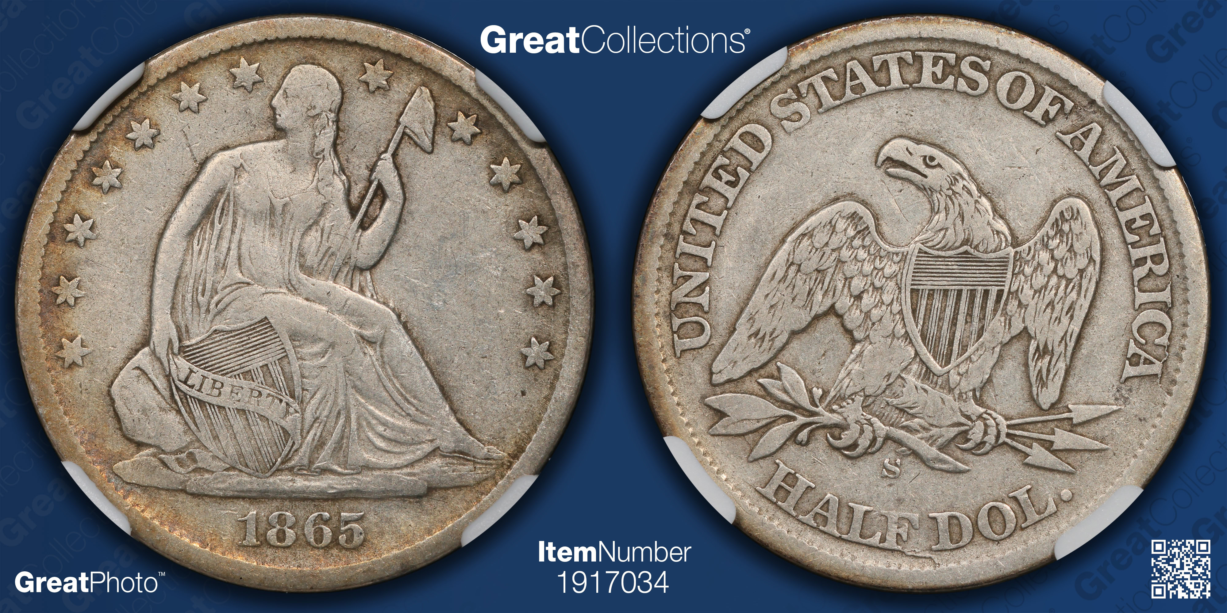 1865-S Seated Liberty Half Dollar NGC VF-35 (Item 1917034 ...
