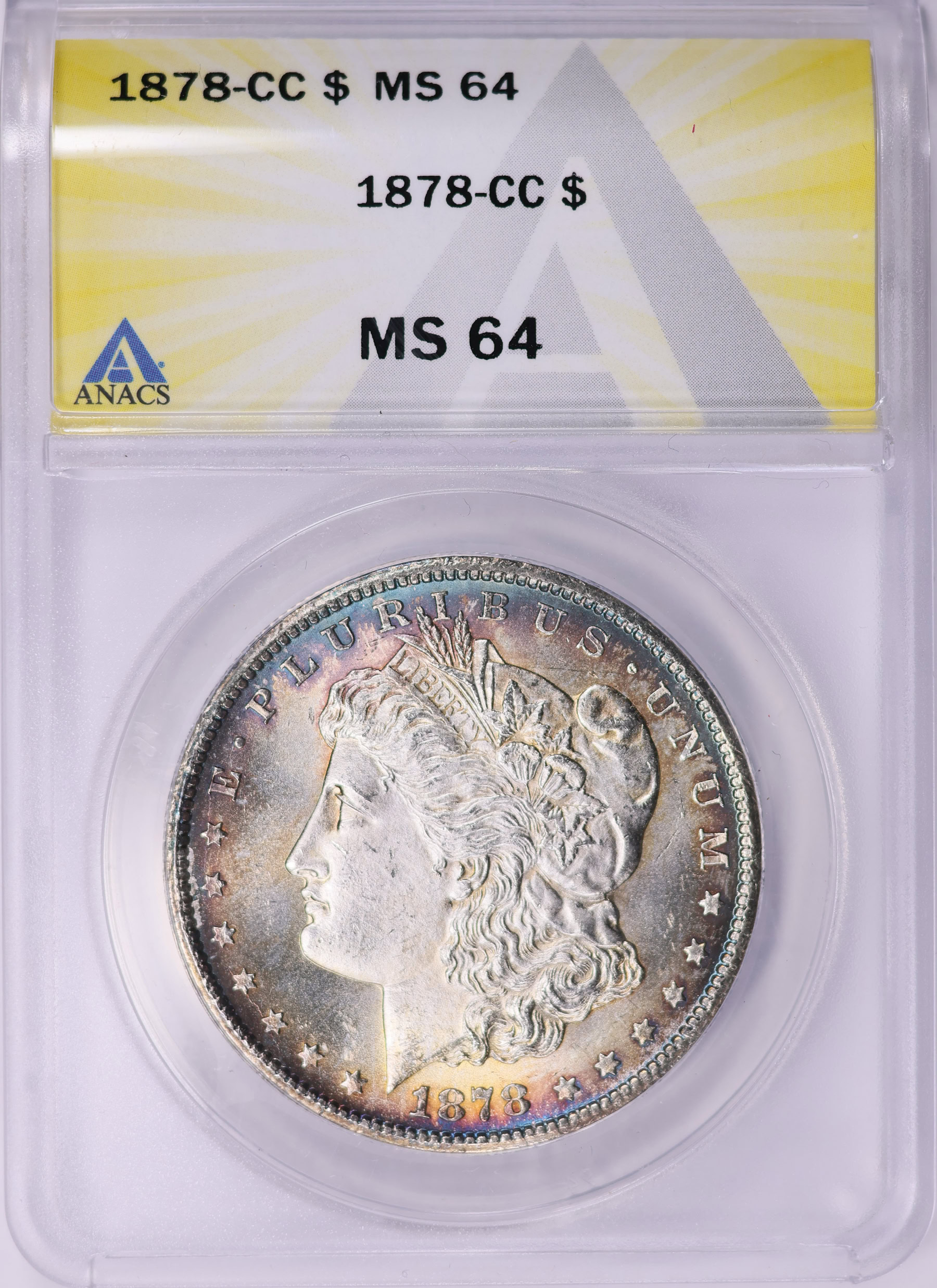 1878-CC Morgan Silver Dollar ANACS MS-64 (Toned) (Item 1917074) | GreatCollections Coin Auctions
