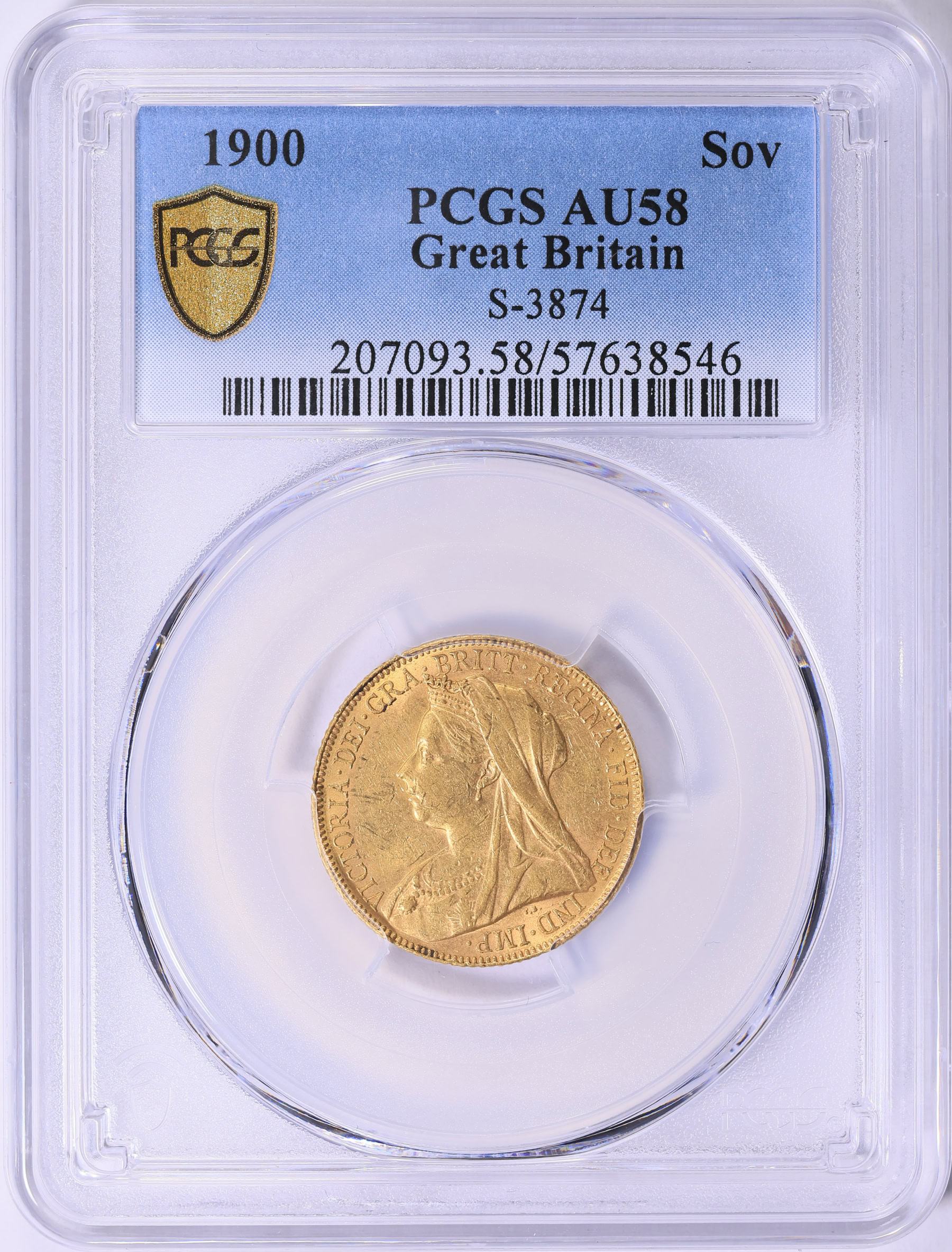 Great Britain 1900 Gold Sovereign KM-785 PCGS AU-58 (AGW = 0.2355 oz ...