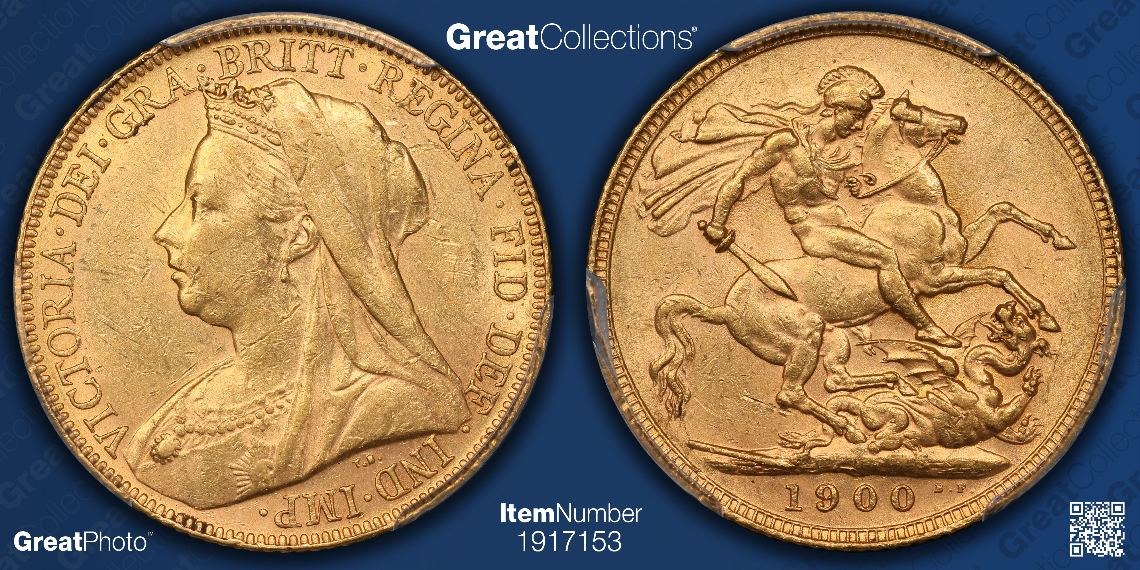 Great Britain 1900 Gold Sovereign KM-785 PCGS AU-58 (AGW = 0.2355 oz ...