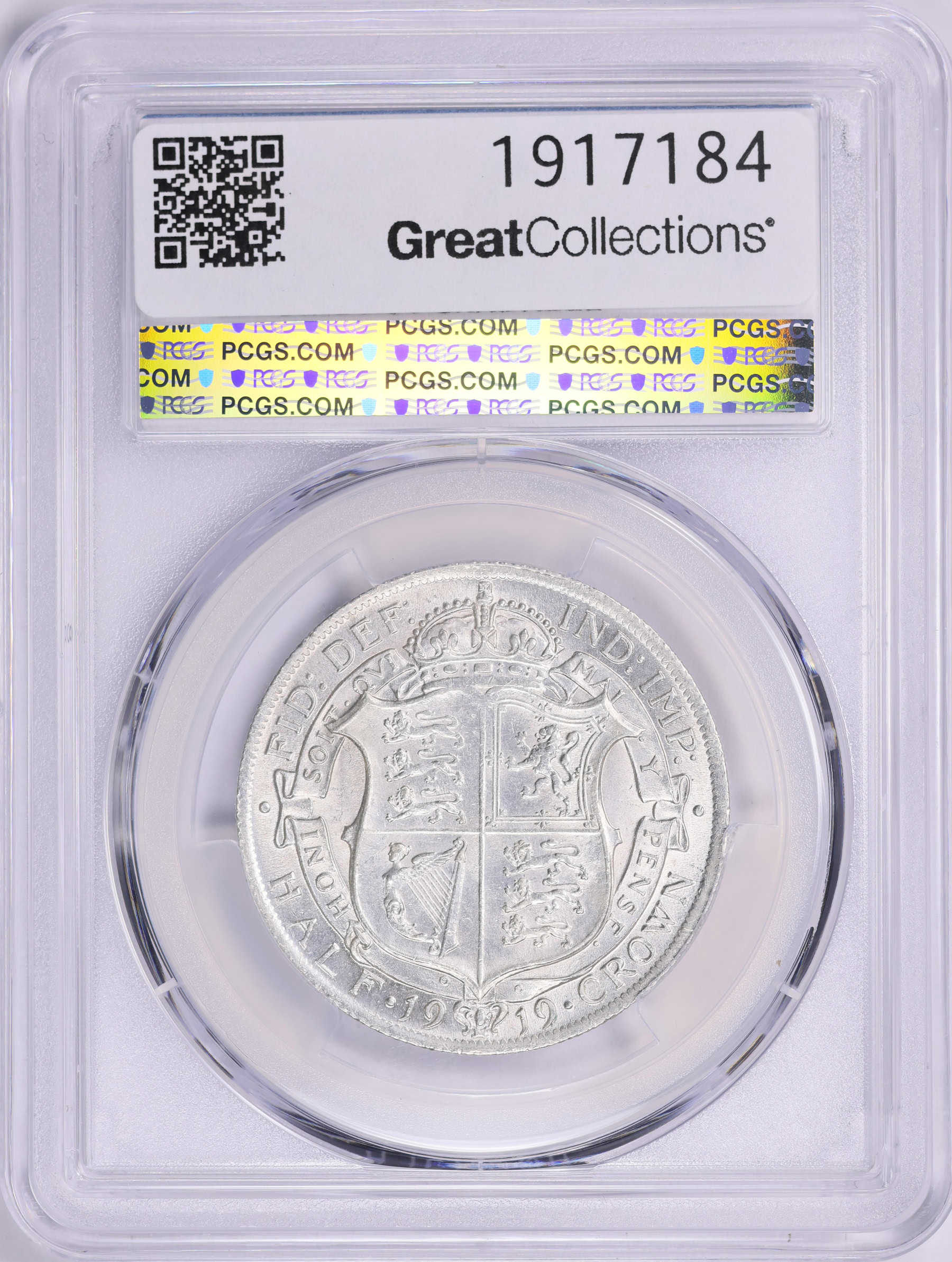Great Britain 1919 Silver 1/2 Crown KM-818.1 PCGS Genuine AU Details ...
