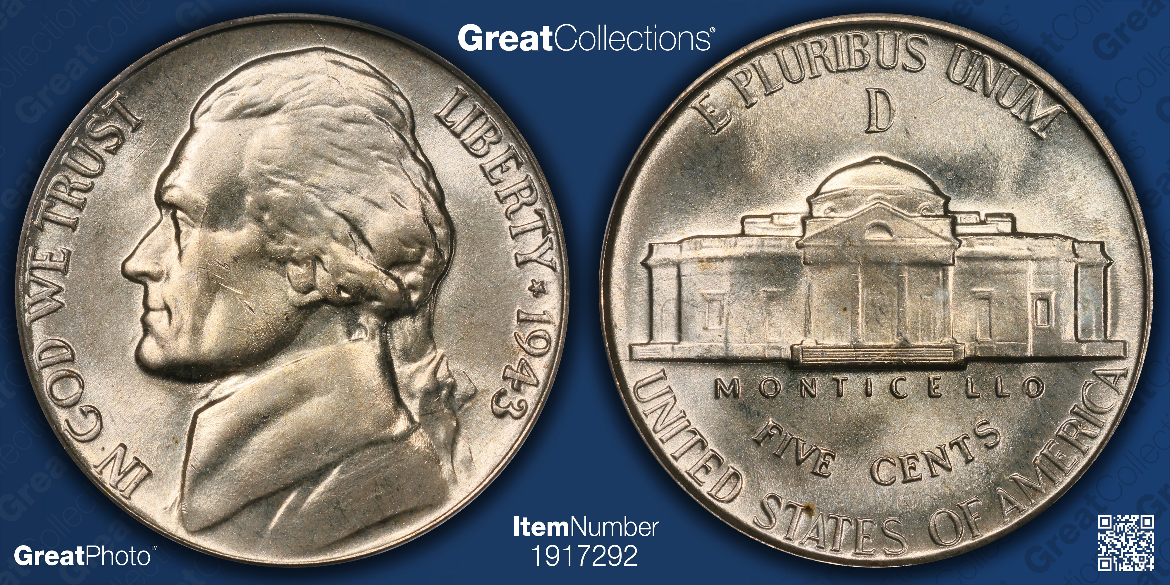 1943-D Jefferson Nickel PCGS MS-66 FS (Omaha Bank Hoard) (Item 1917292 ...
