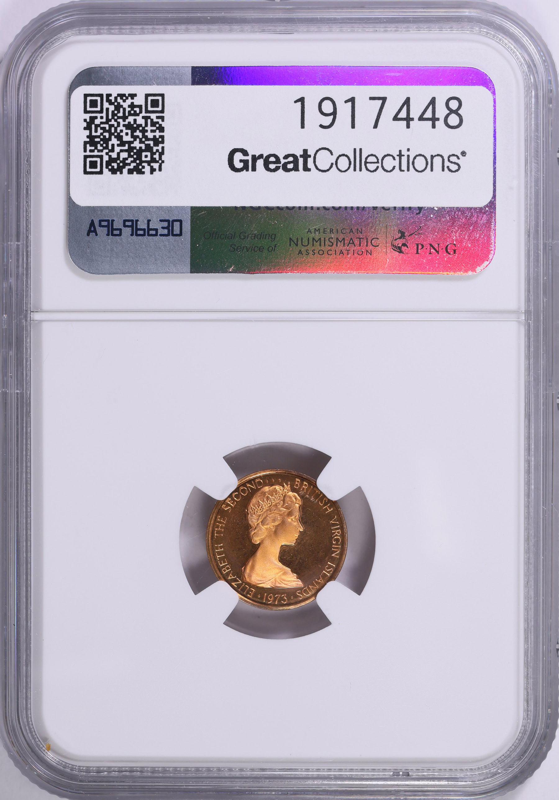 British Virgin Islands 1973-FM Cent KM-1 NGC Proof-67 RD CAMEO (Item ...