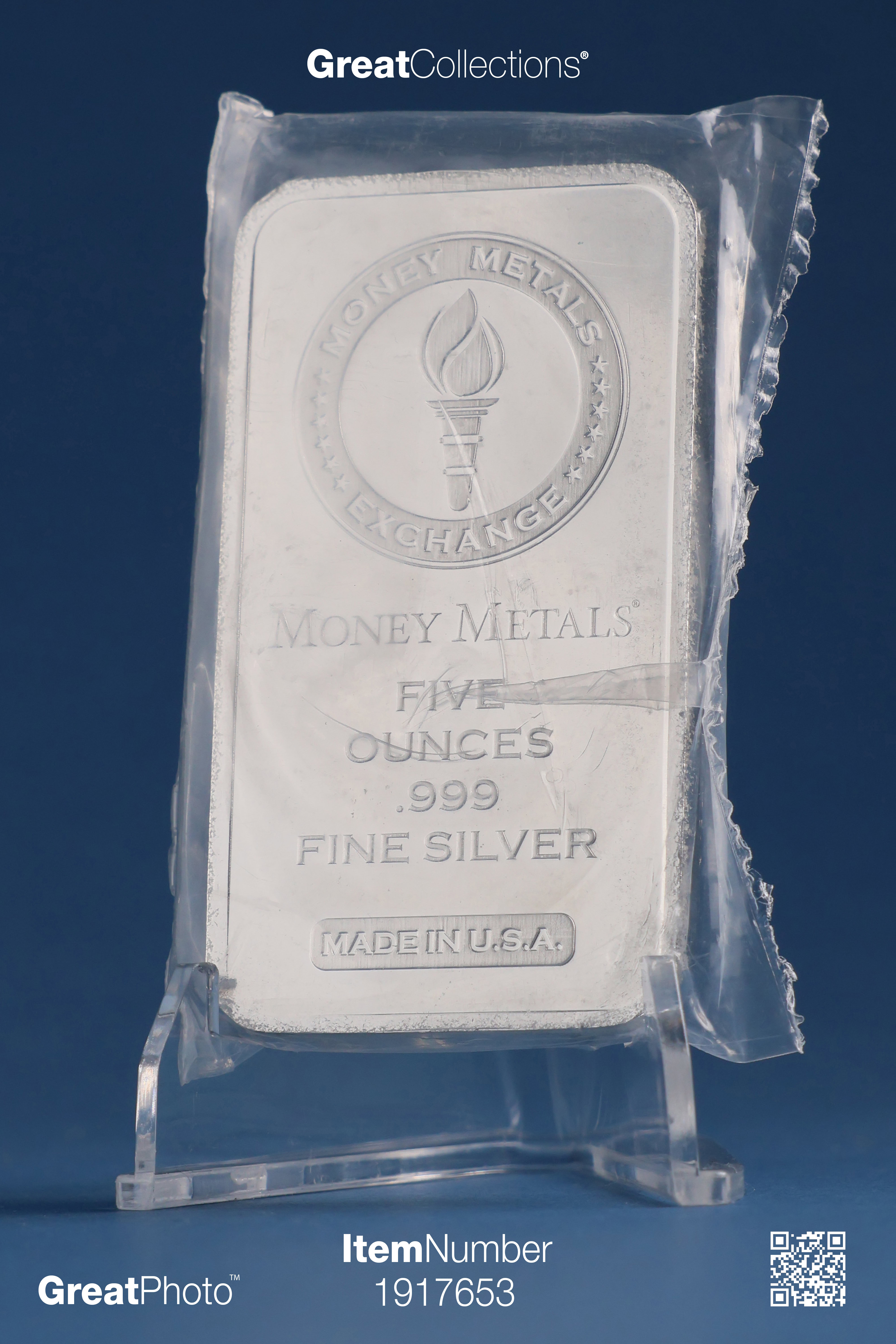 ND Silver 5oz Money Metals Exchange Ingot/Bar Uncertified (ASW = 4.995 ...