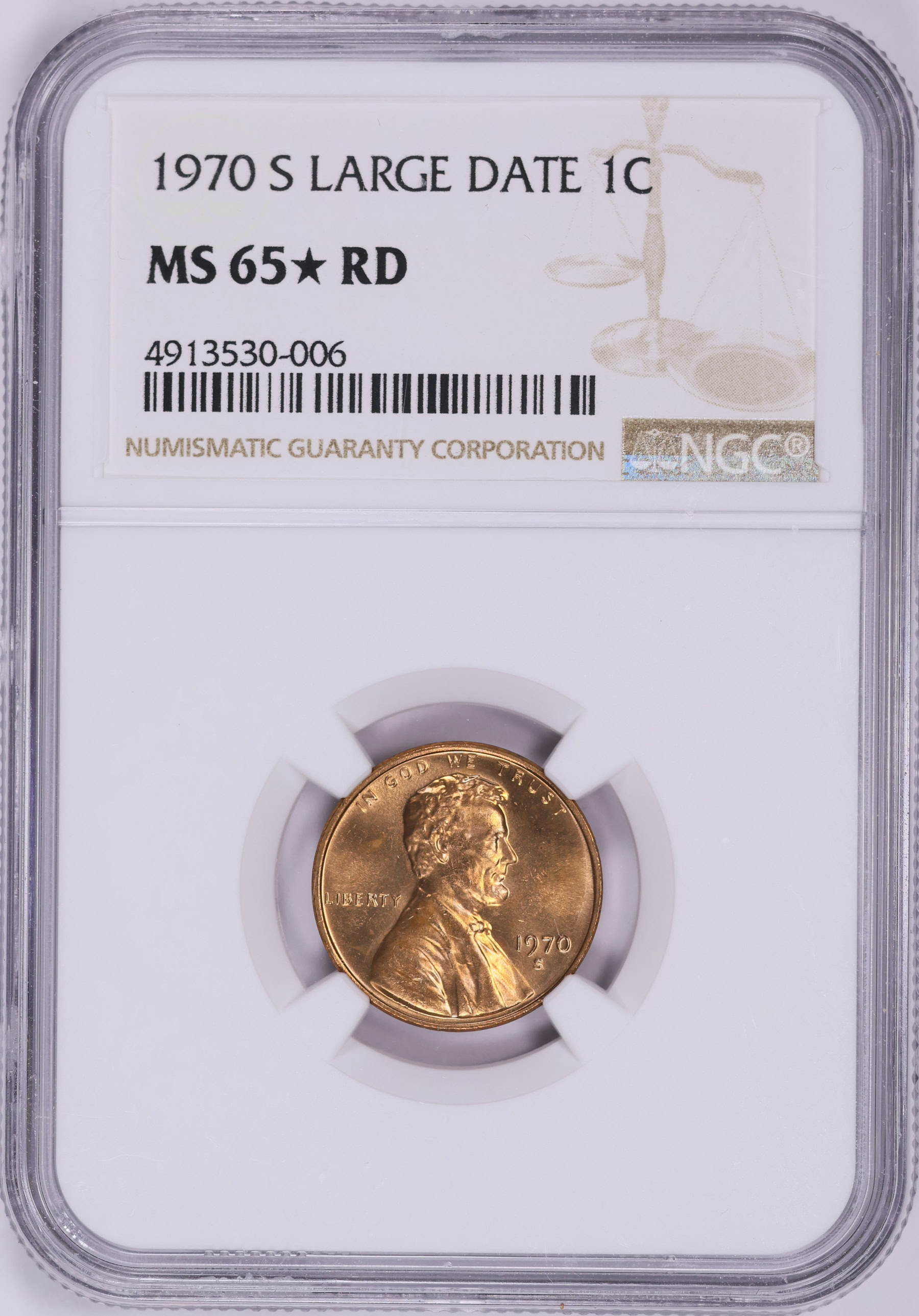 1970-S Lincoln Cent Large Date NGC MS-65 ★ RD (Item 1917724 ...