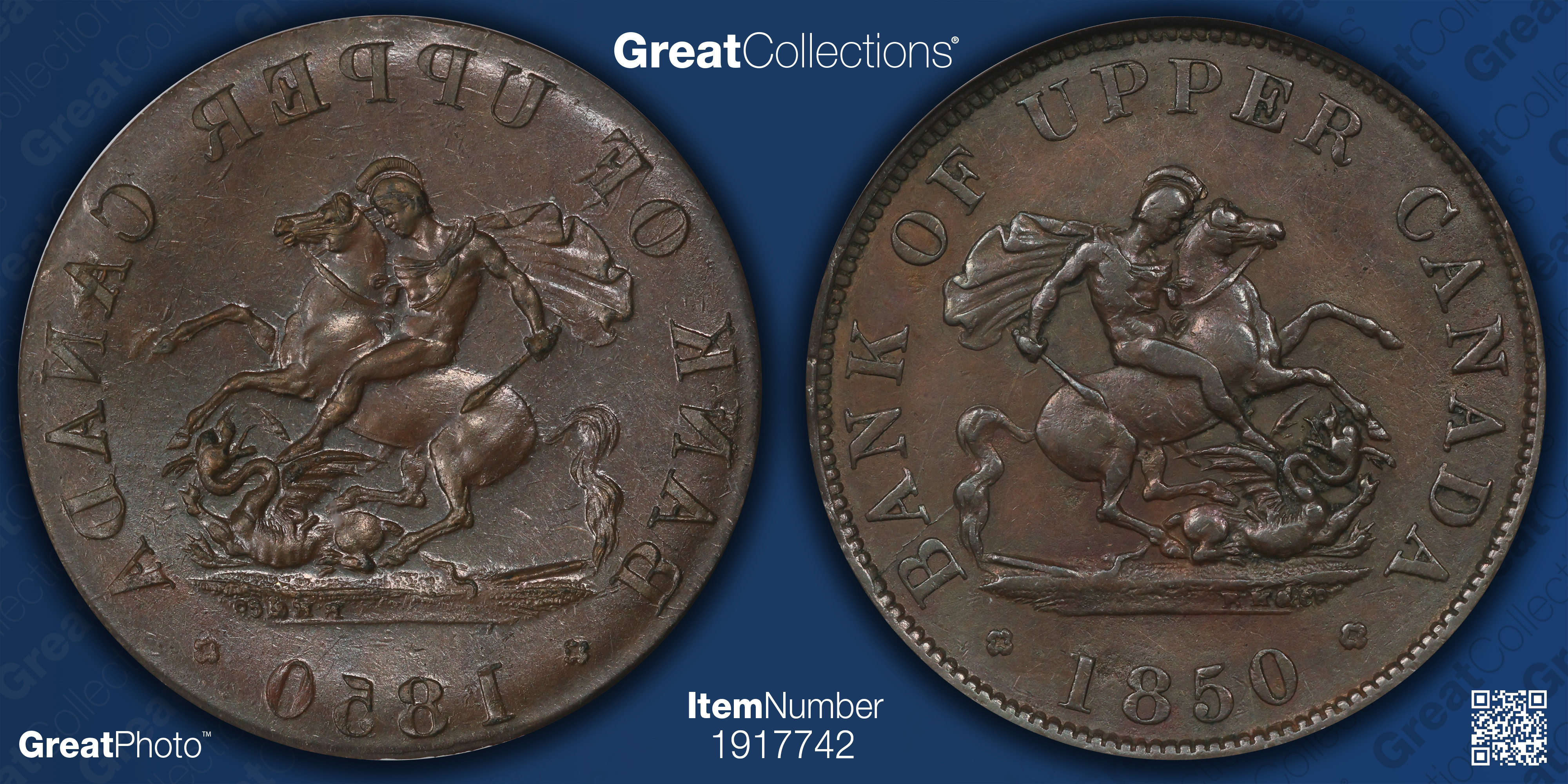 Canada - Upper Canada Mint Error 1850 1/2 Penny Token Obverse Brockage ...