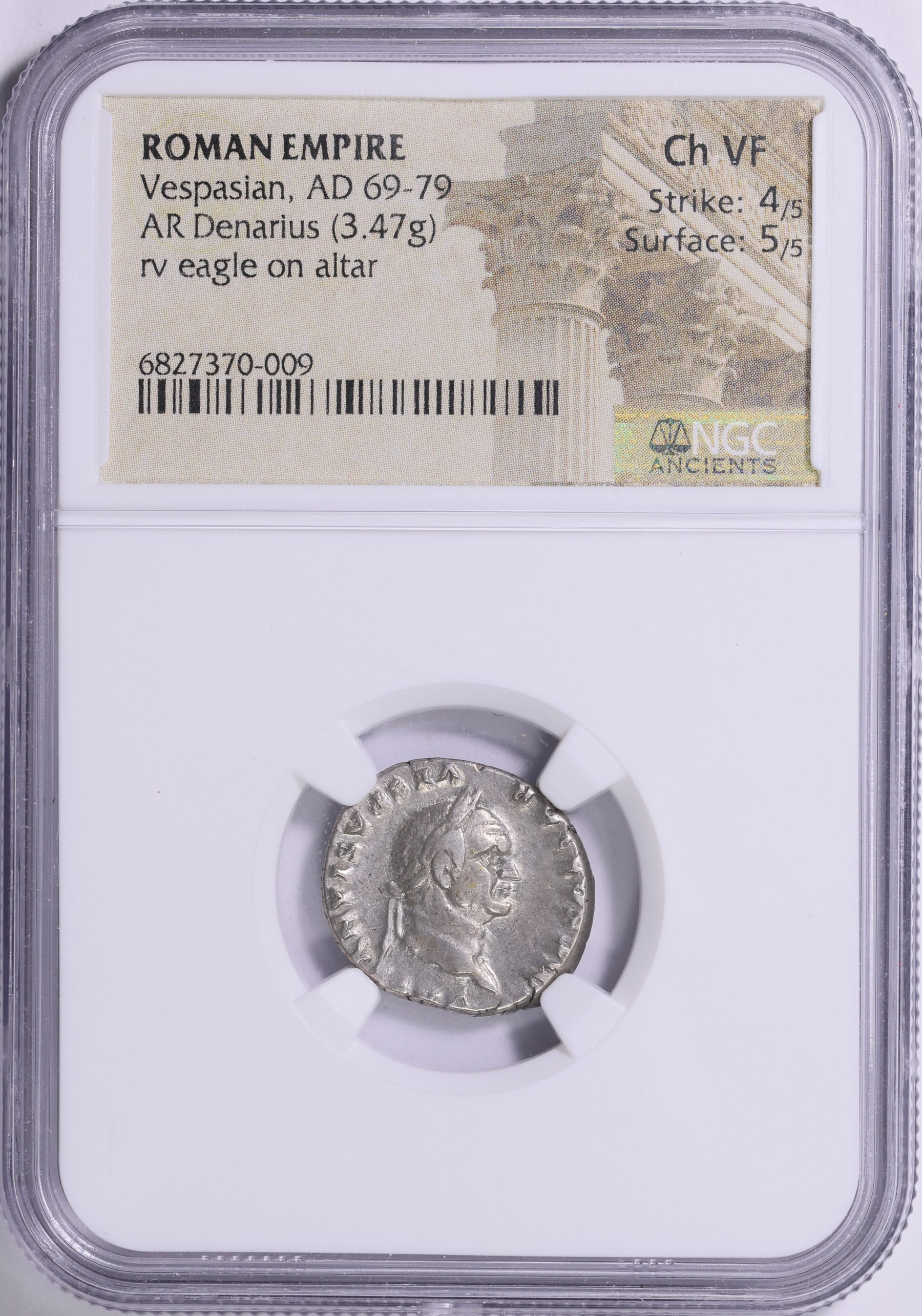 Ancient Roman Empire, Vespasian (A.D. 69-79) A.D. 76 AR Denarius (3 ...