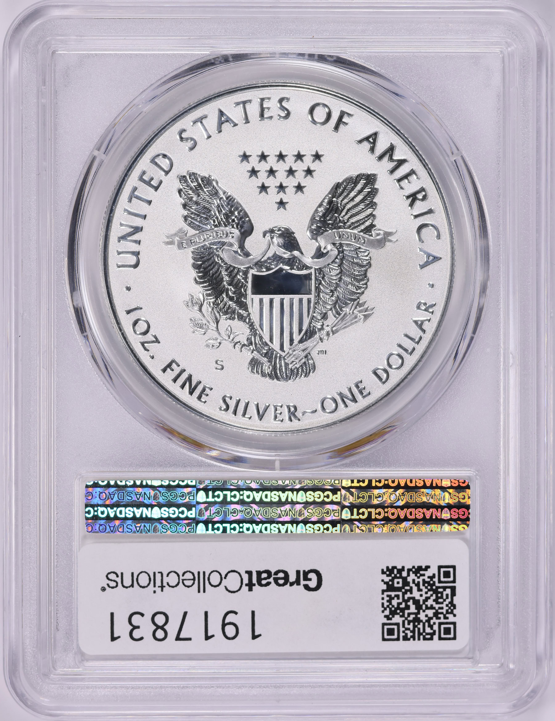 2019-S $1 Silver Eagle Enhanced Reverse Proof PCGS Proof-70 (Item 1917831) | GreatCollections ...