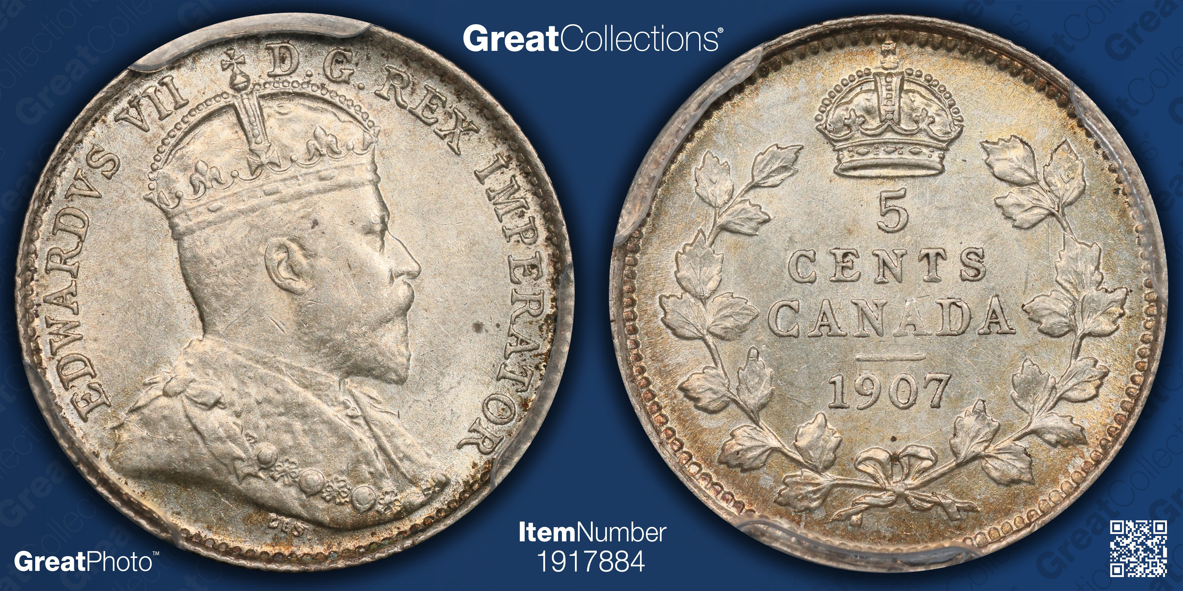 Canada 1907 Silver 5 Cents Narrow Date KM-13 PCGS MS-63 (Item 1917884 ...