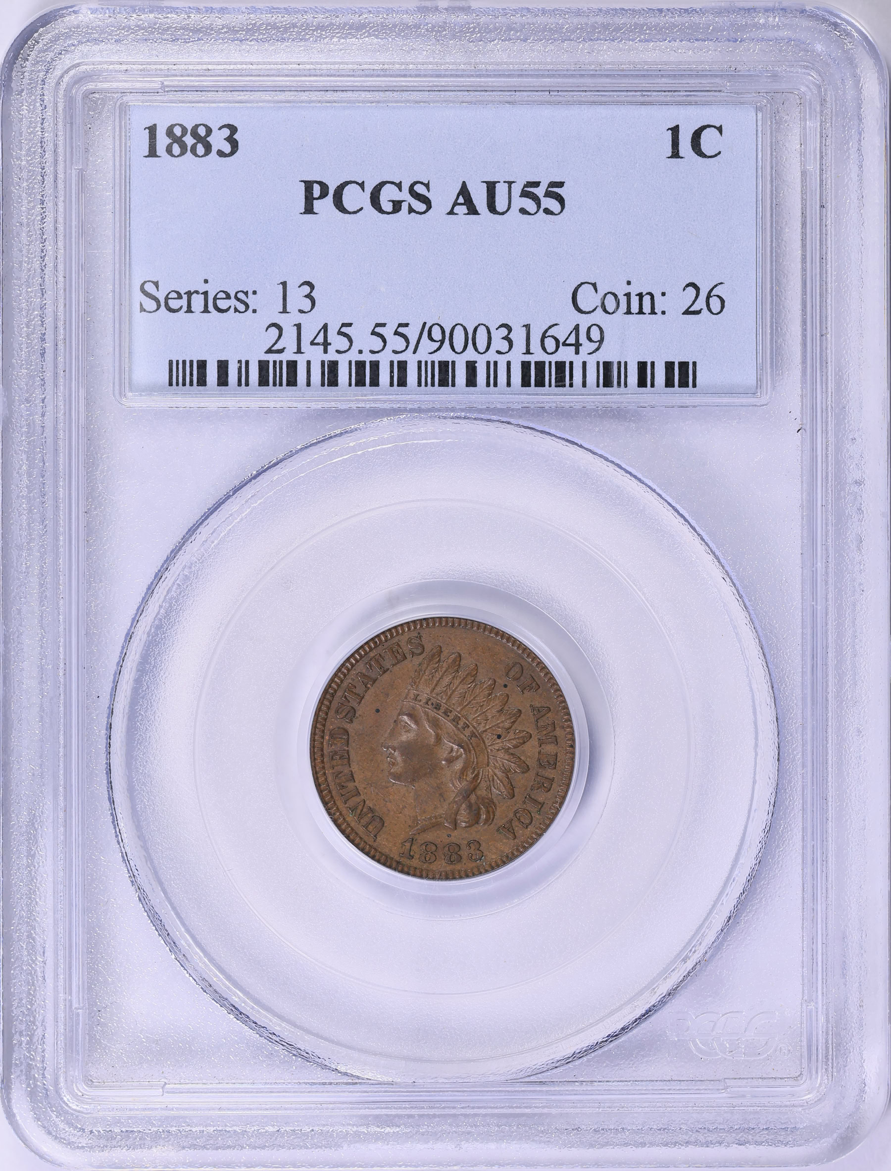 1883 Indian Cent PCGS AU-55 BN (Item 1918163) | GreatCollections Coin ...