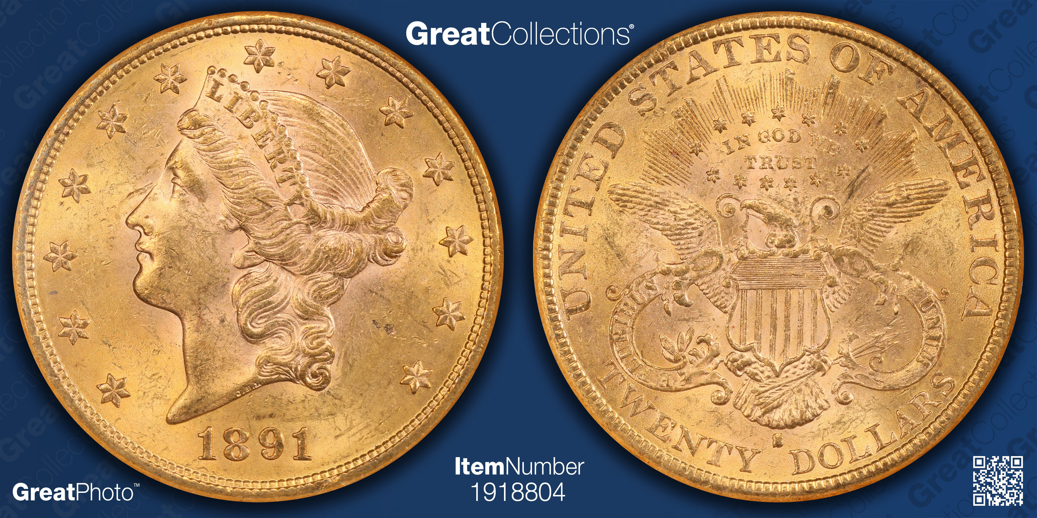 1891-S Liberty Gold Double Eagle NGC MS-61 OH (Item 1918804 ...