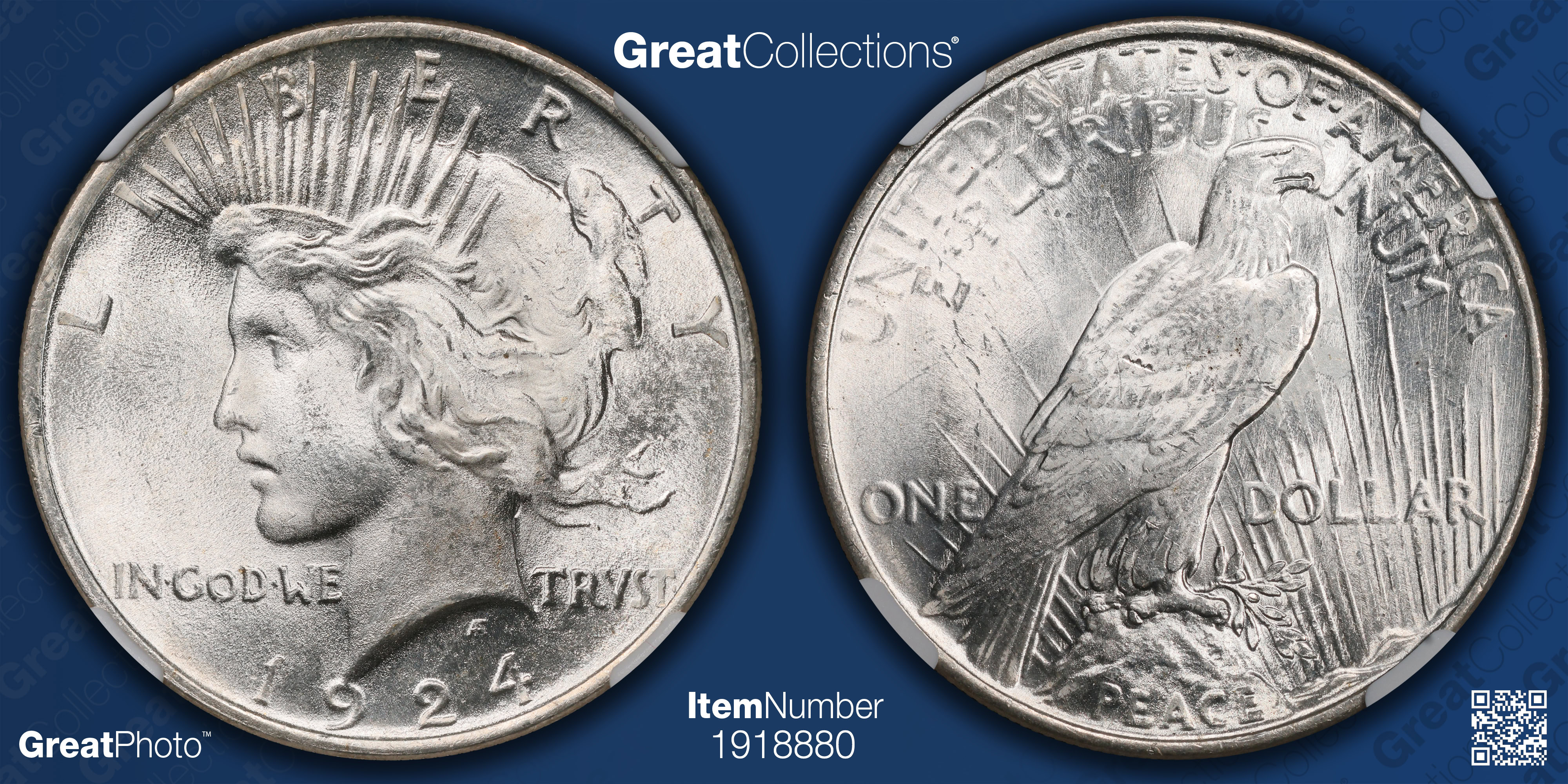 1924 Peace Silver Dollar NGC MS-66 (Item 1918880) | GreatCollections ...