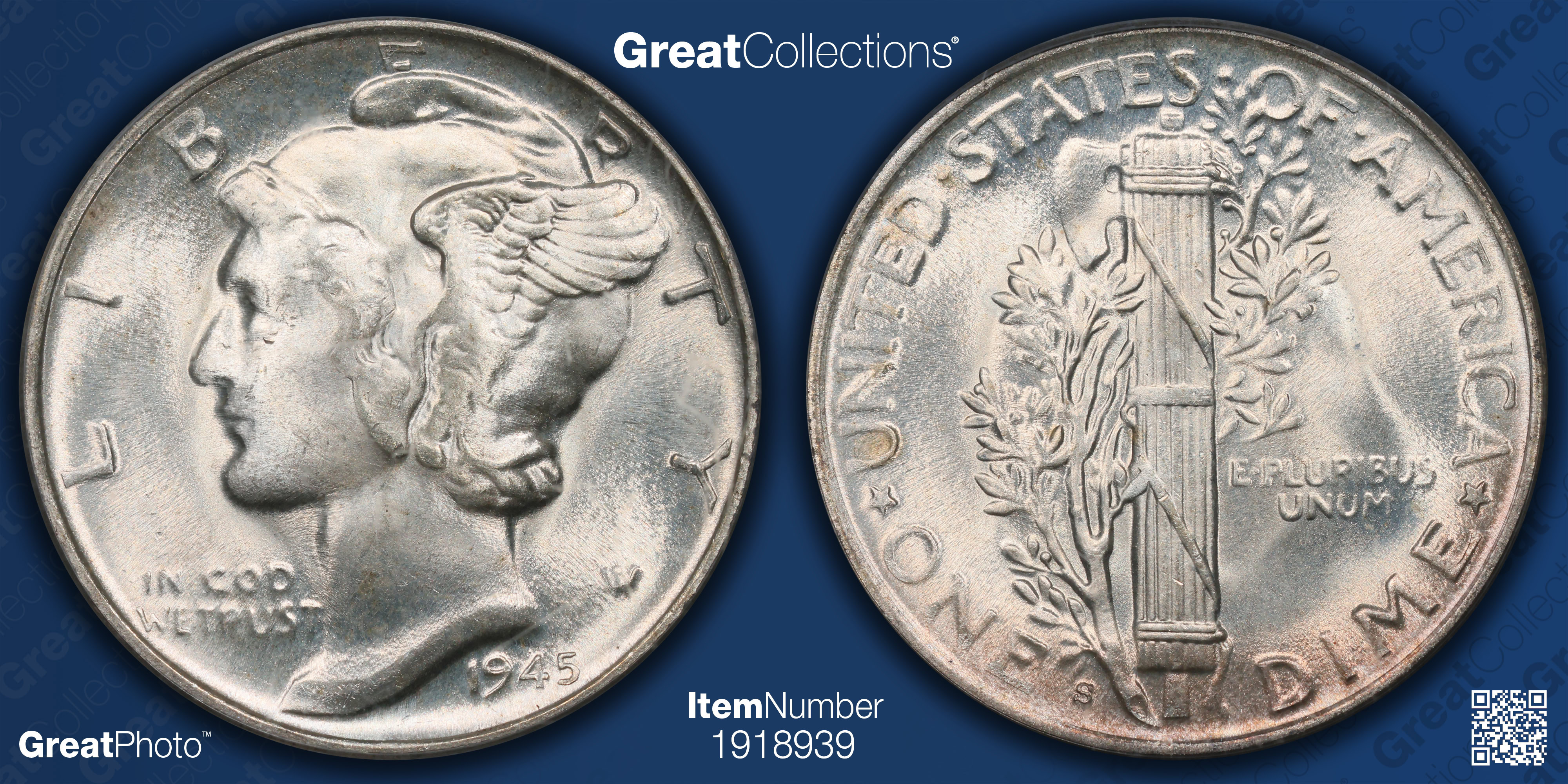 1945-S Mercury Dime Micro S PCGS MS-66 (Item 1918939 ...
