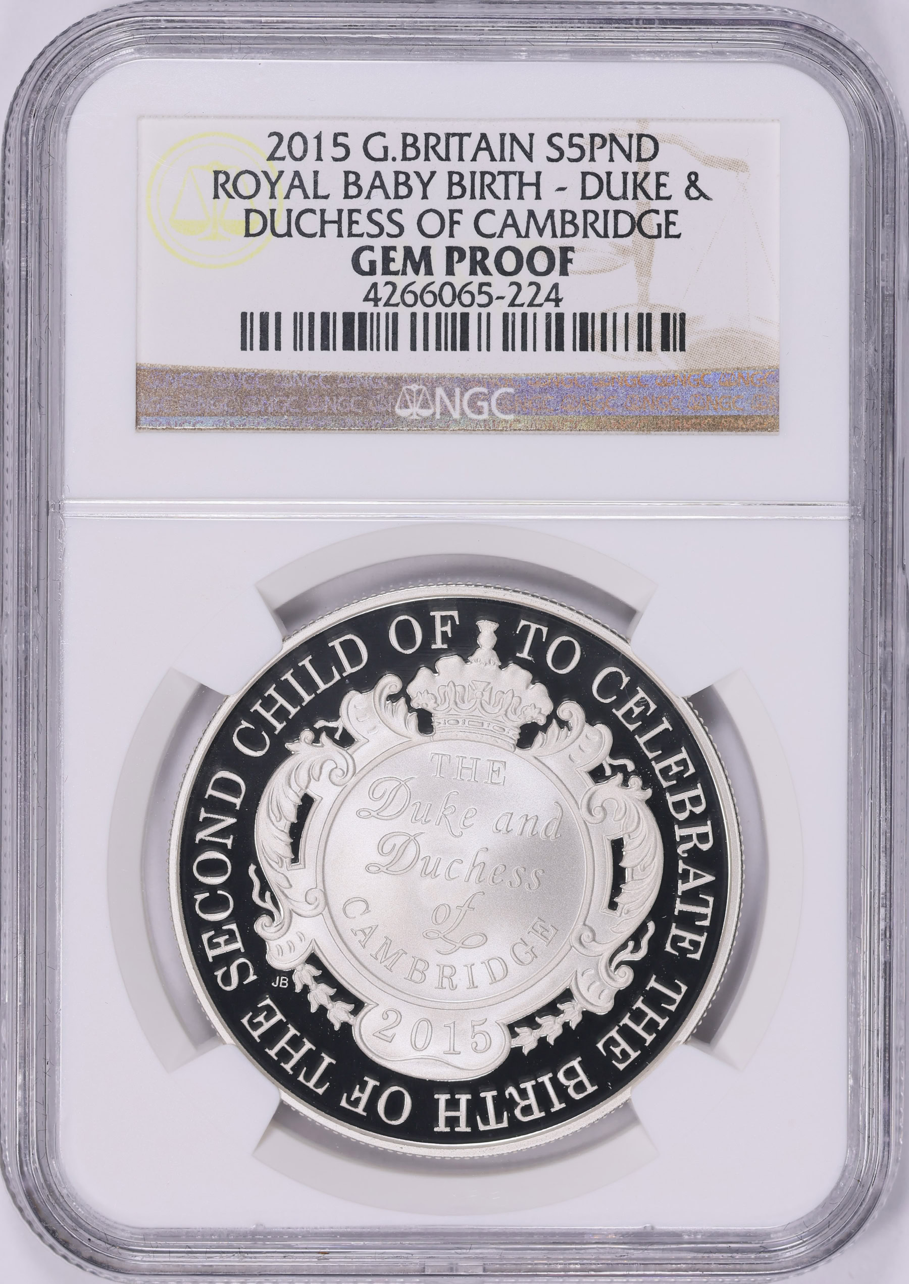 Great Britain 2015 Silver £5 Royal Birth KM-1300 NGC Gem Proof (ASW = 0 ...