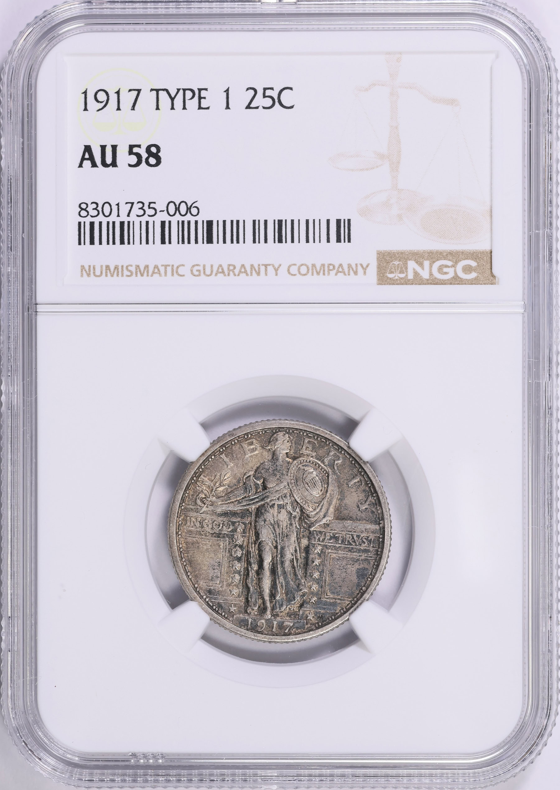 1917 Standing Liberty Quarter Type 1 NGC AU-58 (Item 1919090) | GreatCollections Coin Auctions