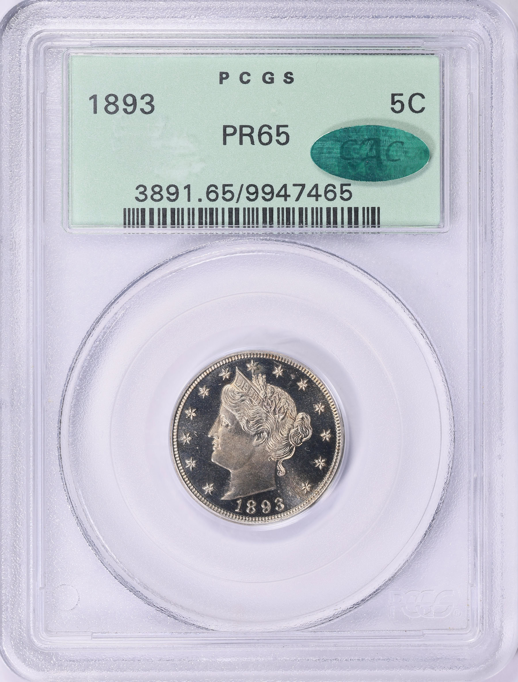 1893 Liberty Nickel PCGS Proof-65 (CAC Green) OGH (Item 1919155 ...