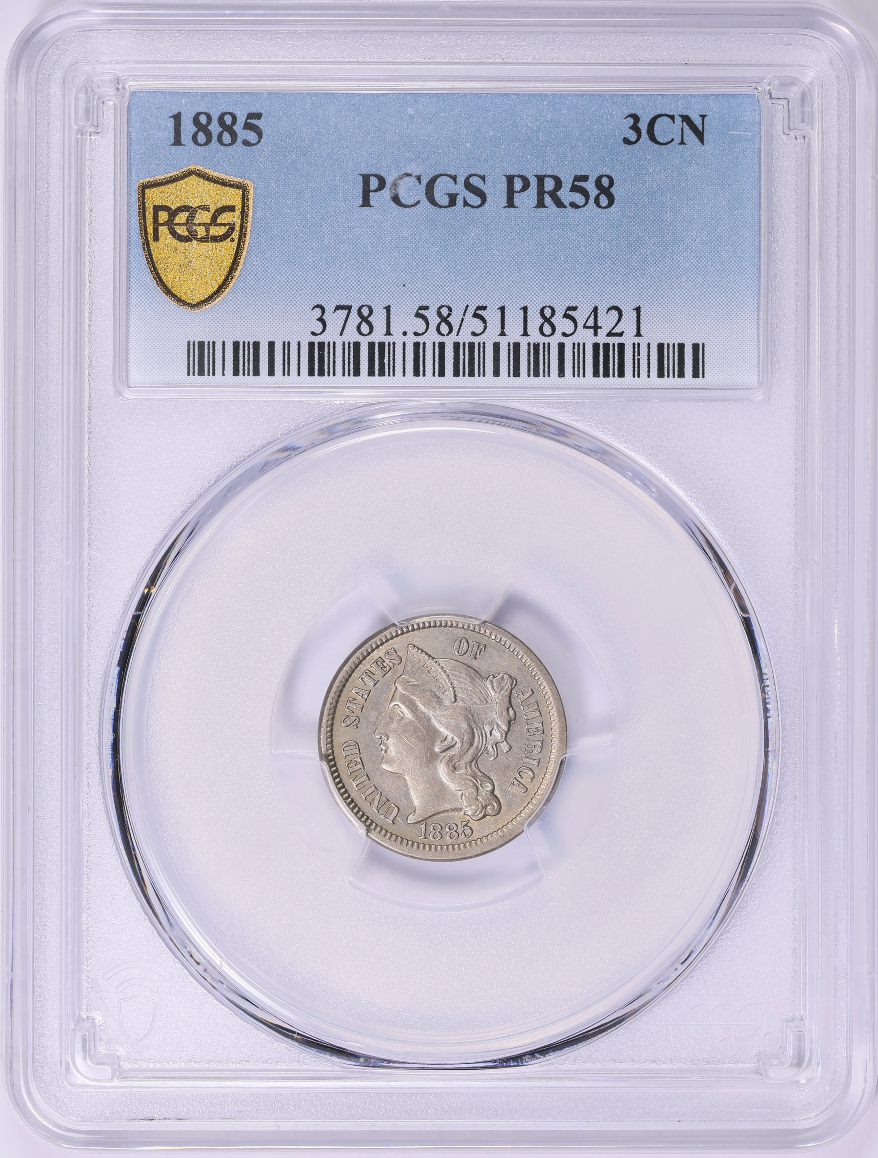 1885 Nickel Three-Cent Piece PCGS Proof-58 (Item 1919429 ...